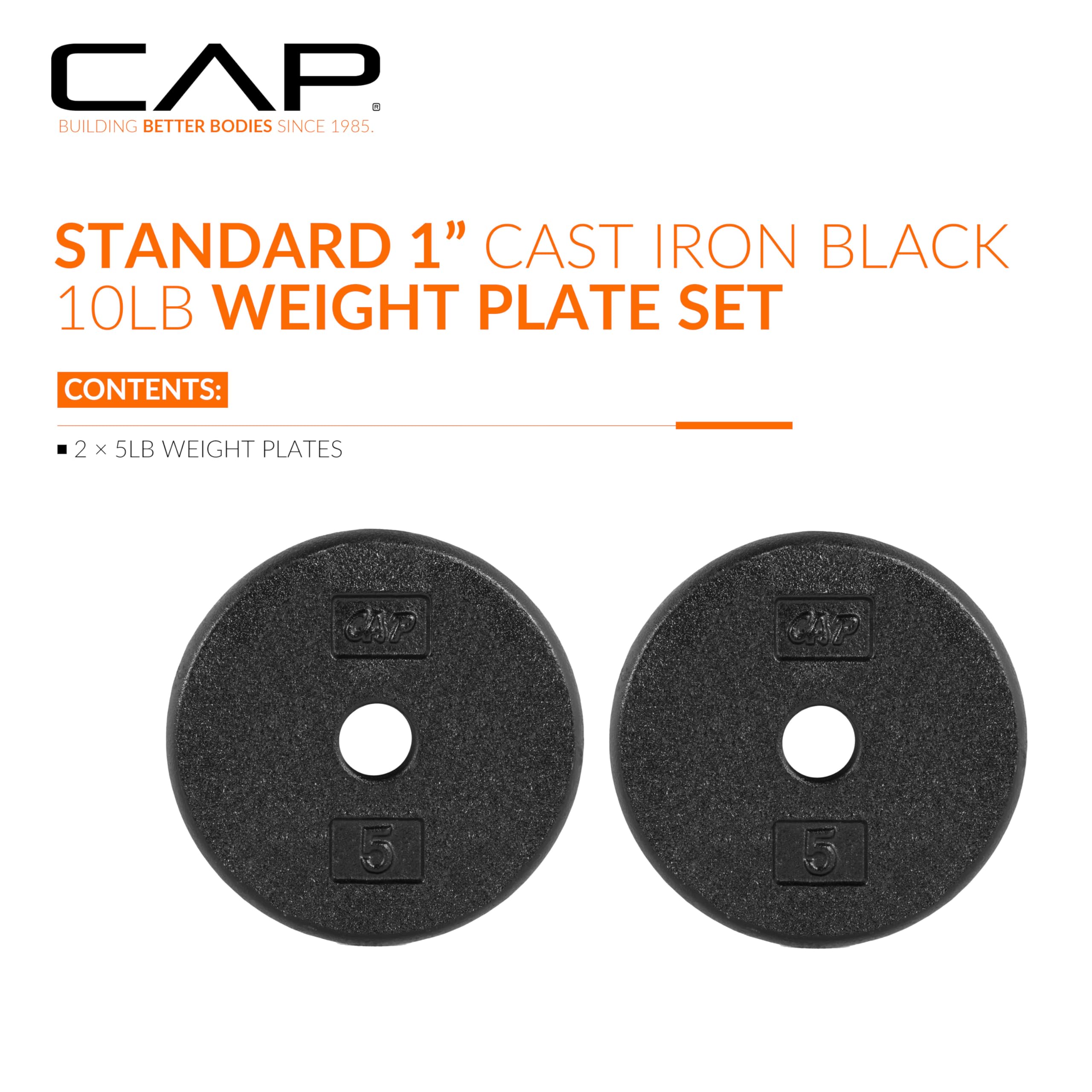 Snapklik.com : CAP Barbell Cast Iron Standard 1-Inch Weight Plate Set ...