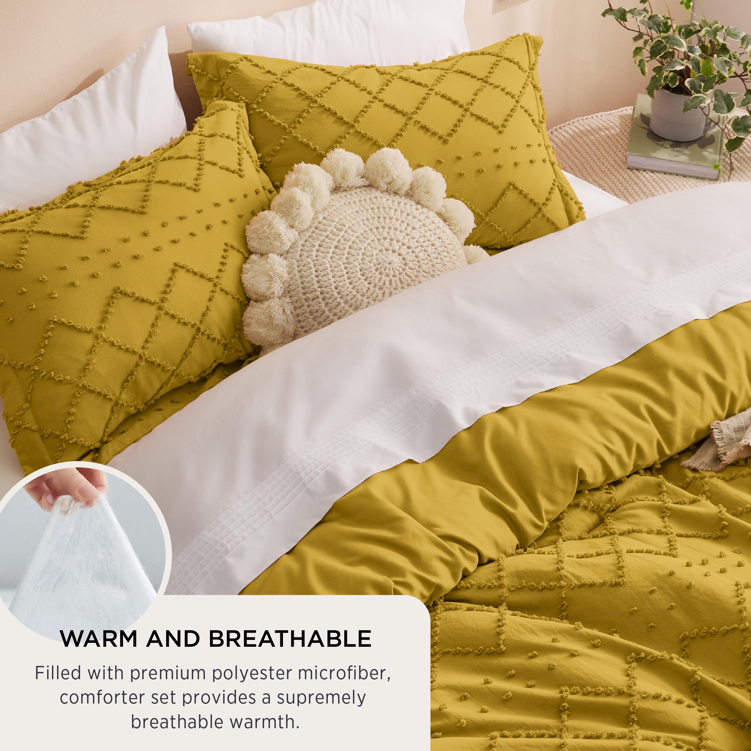 Snapklik.com : Bedsure Queen Comforter Set - Mustard Yellow Comforter ...