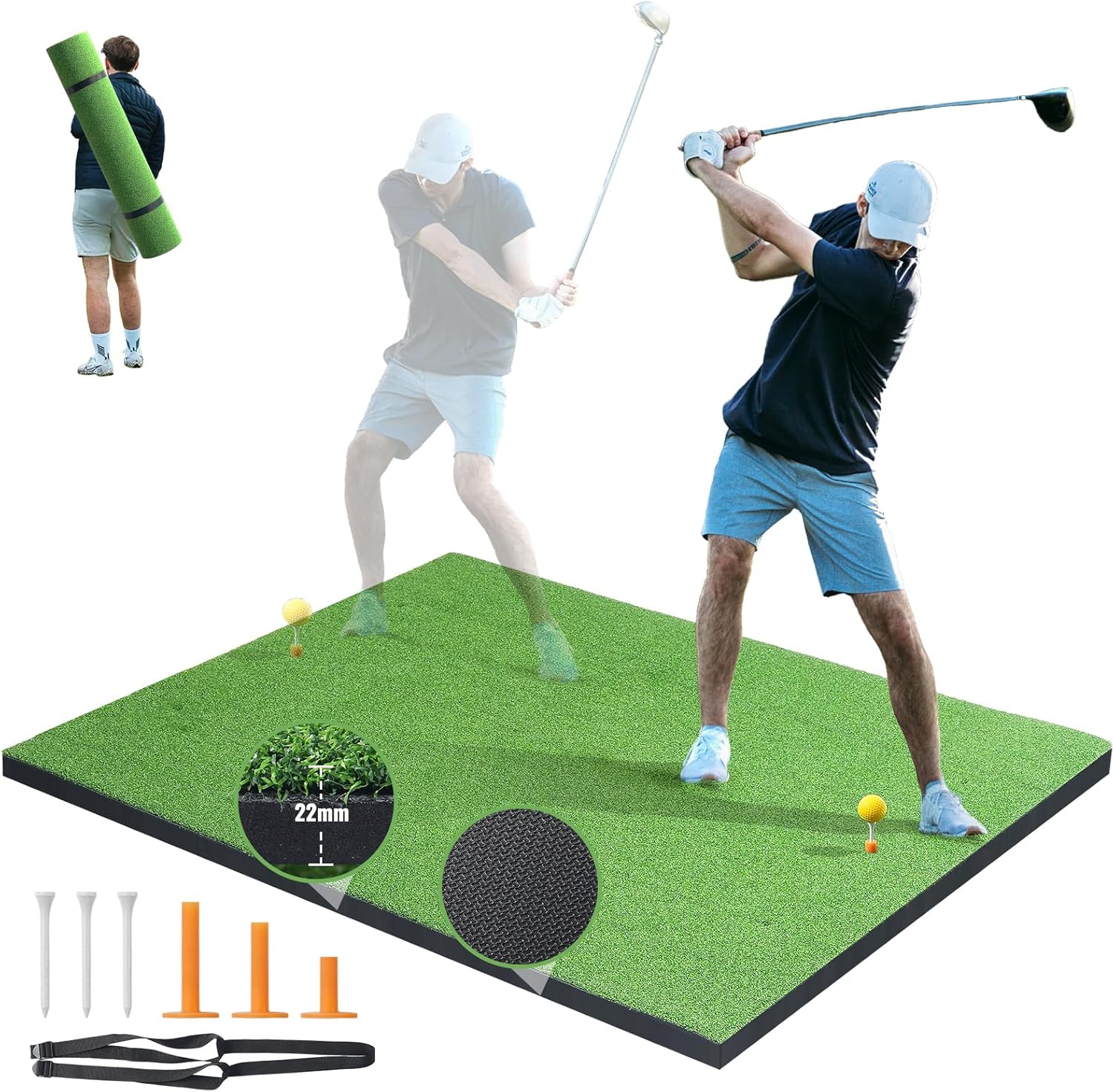 VEVOR Golf Hitting Mat, 5x4ft Artificial Turf, Golf Practice Hitting ...