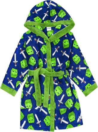 Minecraft All Over Creeper Boys Bathrobe Kids Dressing Gown Night Robe ...