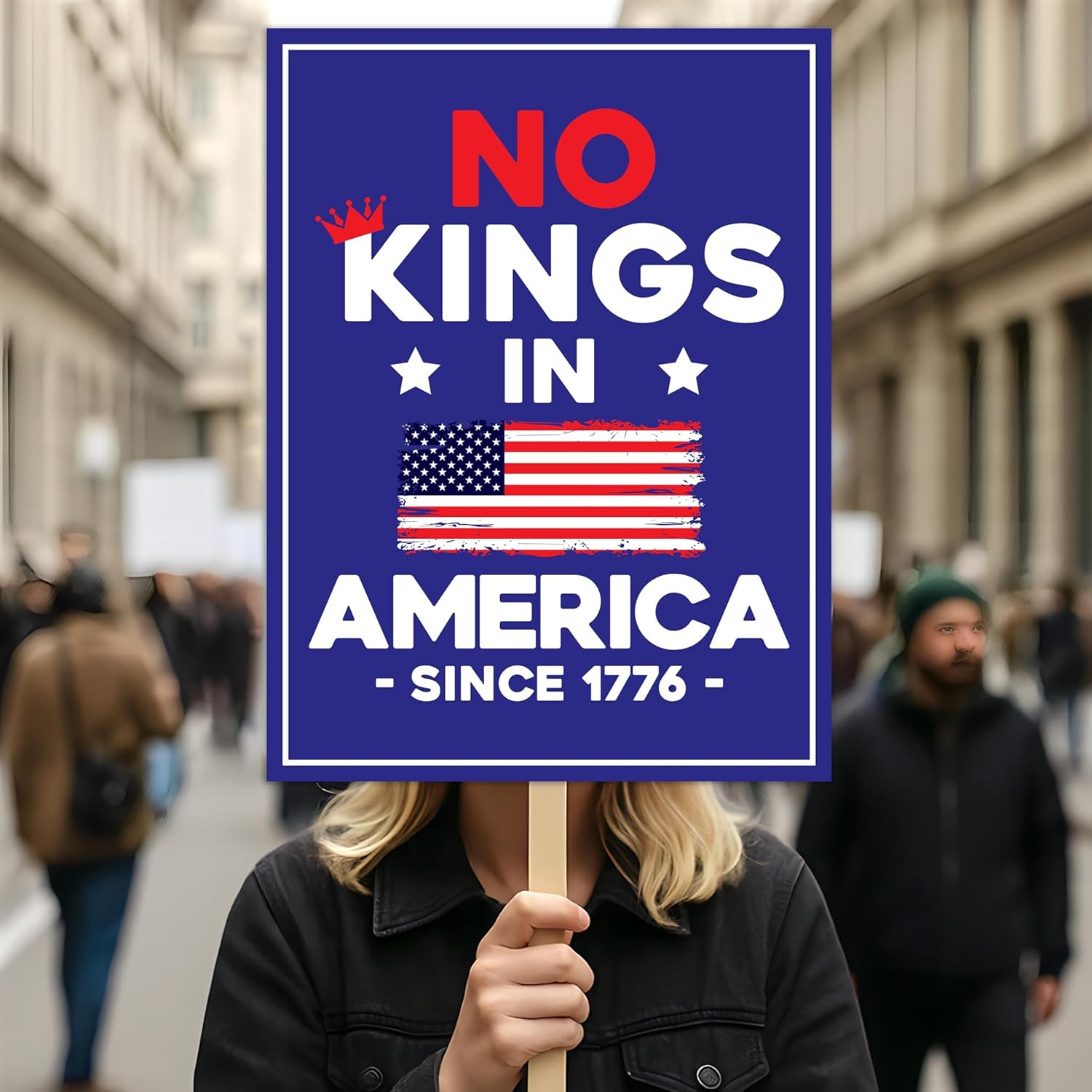 Amazon.com: No Kings In America Protest Sign, Anti-Trump Resistance ...