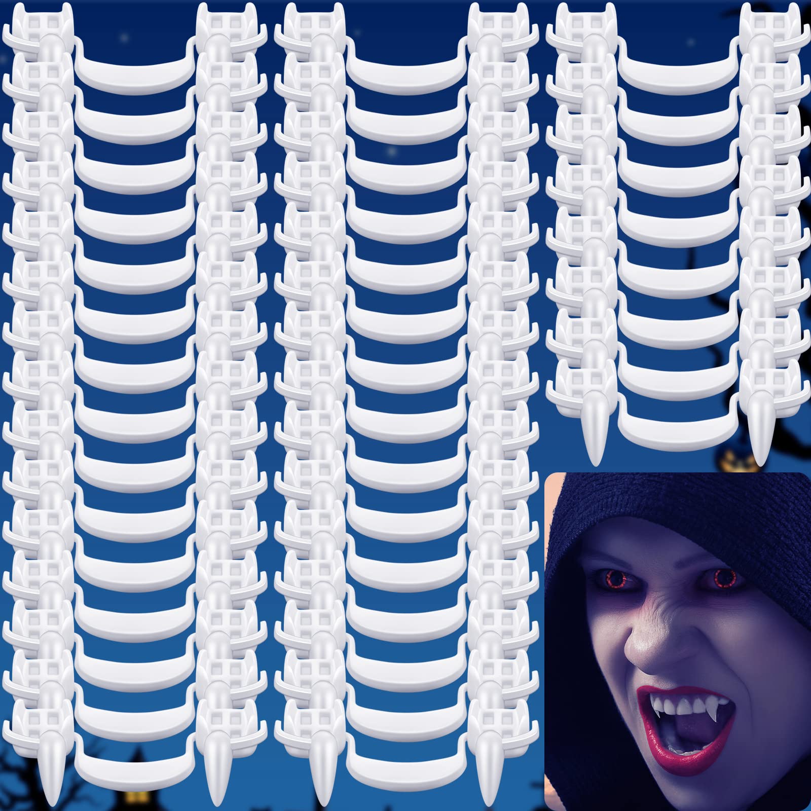 Buy 50 Pcs Retractable Halloween Vampire Fangs Teeth, Realistic Vampire ...