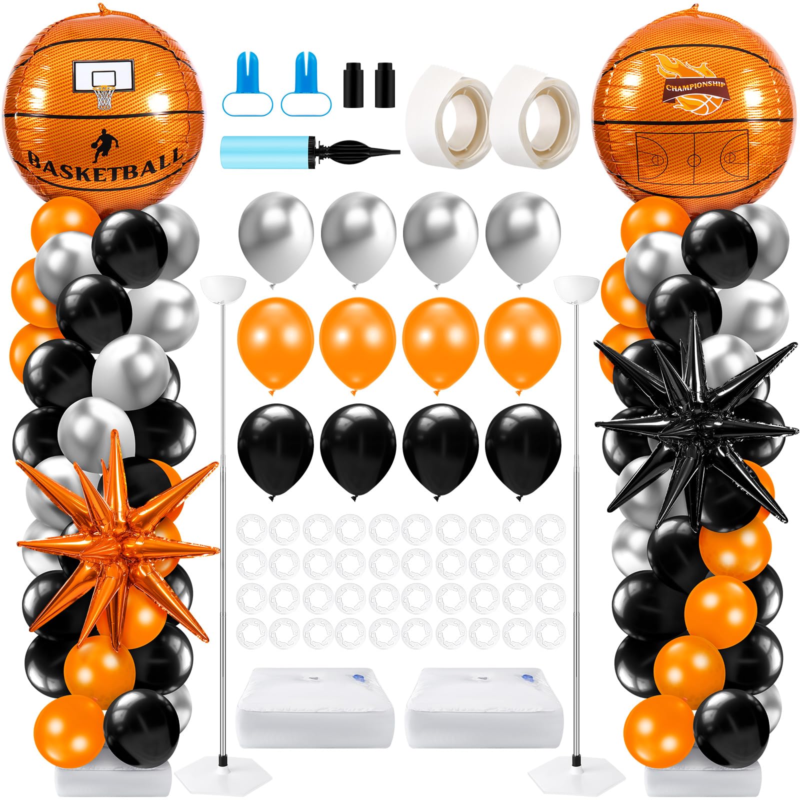 Amazon.com: Kasyat 2 Sets Basketball Balloon Column Stand Kit with 4d ...