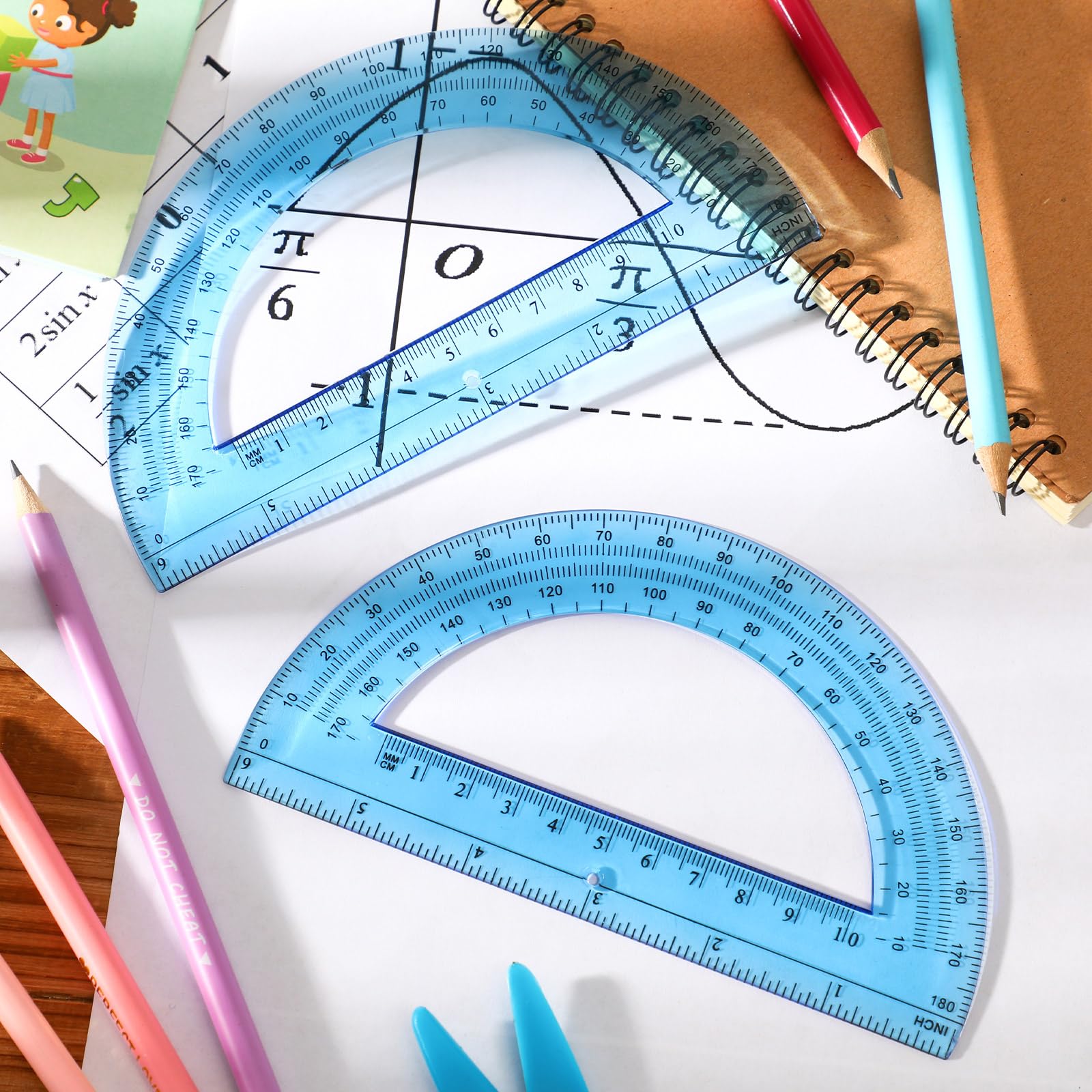 Snapklik.com : EBOOT Plastic Protractor Math Protractors 180 Degrees, 6 ...