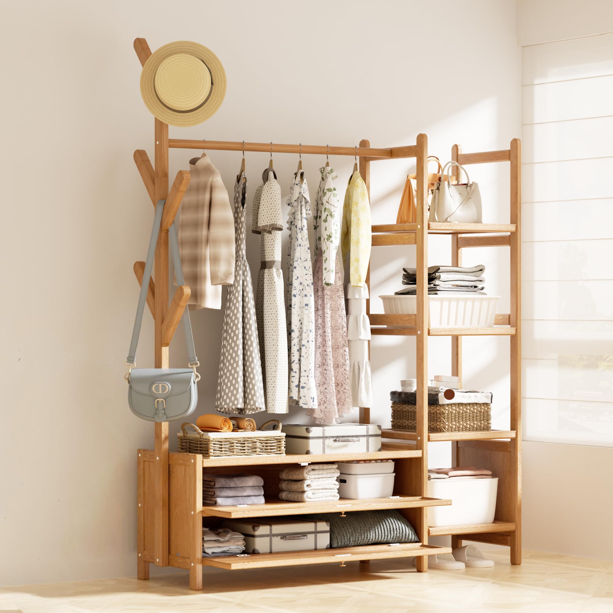 Amazon.com: Inherited Bamboo Clothes Rack,Extra Large Garment Rack 5 ...