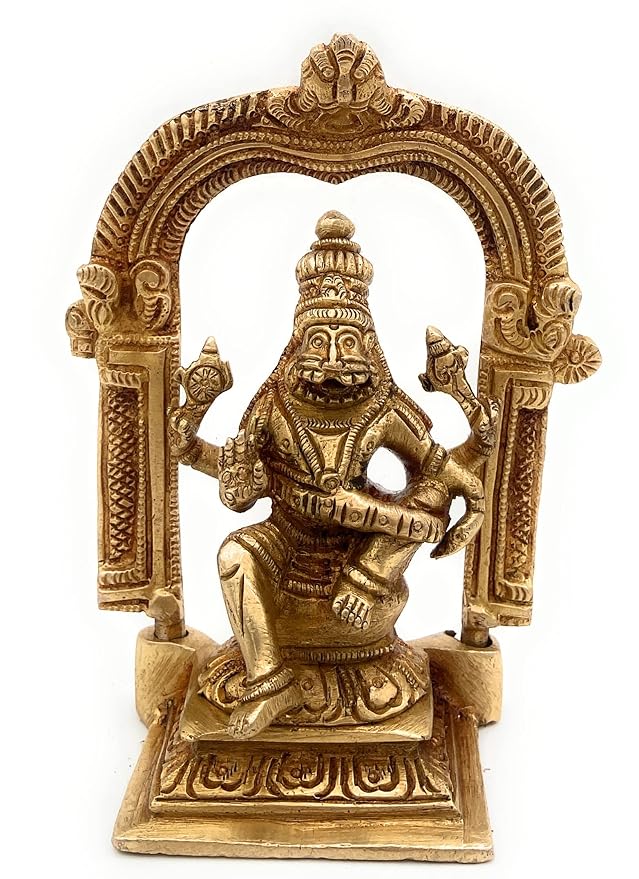 Buy South Indian Arts Brass Narasimha Idol YOG Narasingha Yoga ...