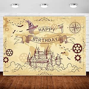 Amazon.com : Wizard Birthday Backdrop Banner Boys Girls Wizards Party ...
