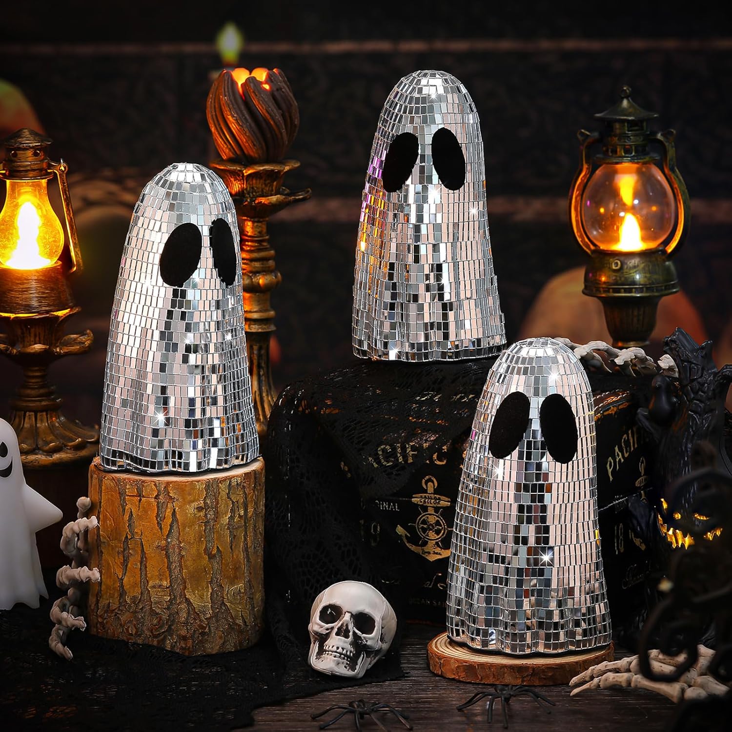 Amazon.com: Gemscream 3 Pcs Halloween Disco Ghost Decor 5.9 Inch Silver ...