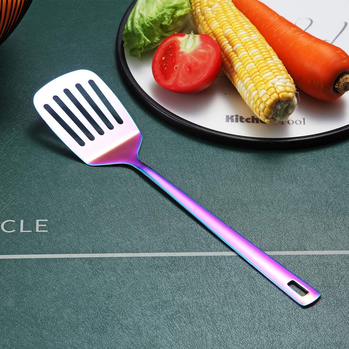 Buy Rainbow Spatulas, Stainless Steel Slotted Turner Titanium Rainbow ...