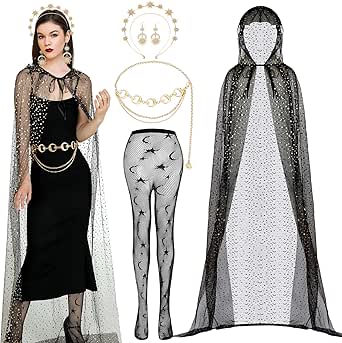 Amazon.com: Toulite 5 Pcs Halloween Witch Cosplay Costume Set Black ...