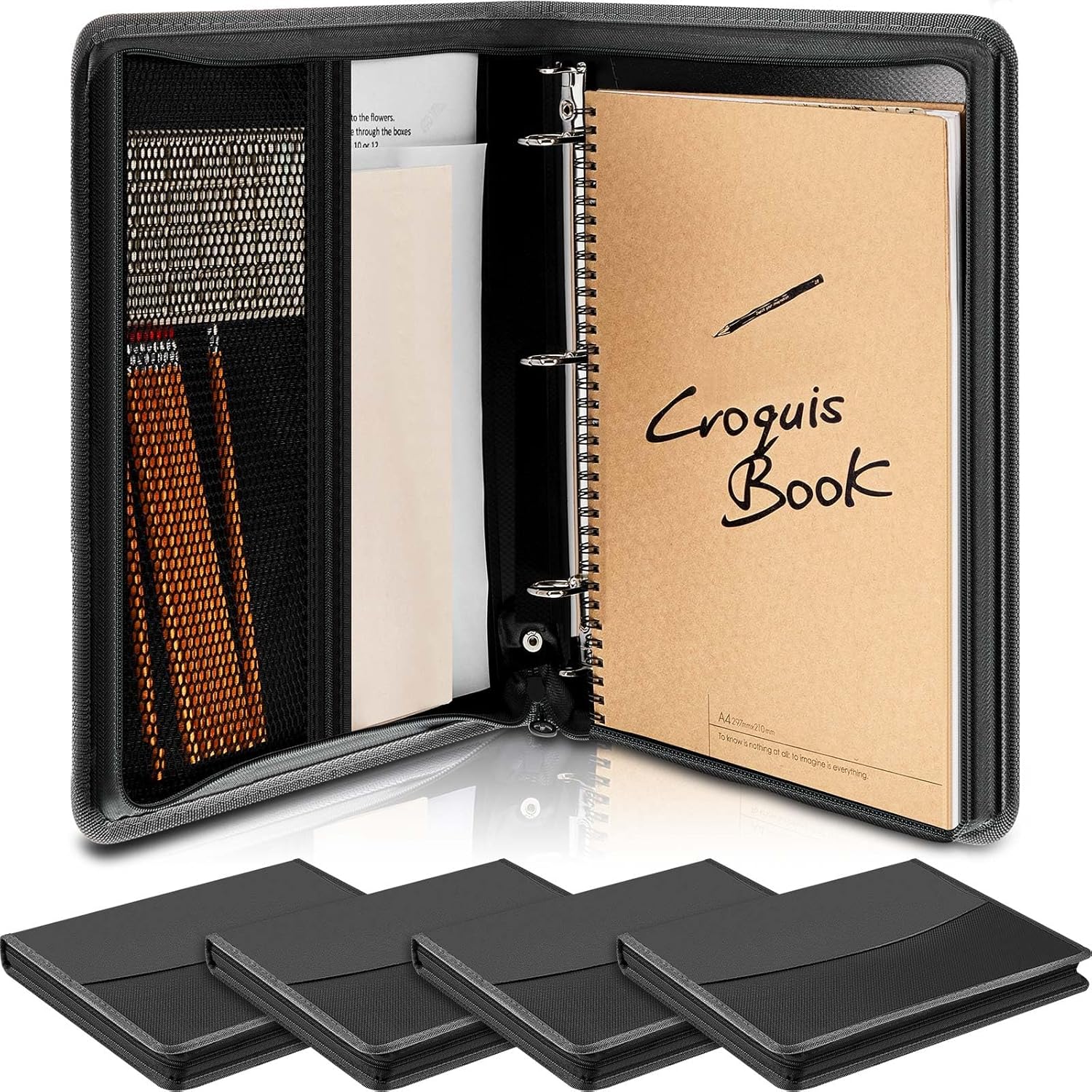 Amazon.com : Cholemy 5 Pack 3 Ring Zippered Portfolio Organizer for 9 ...