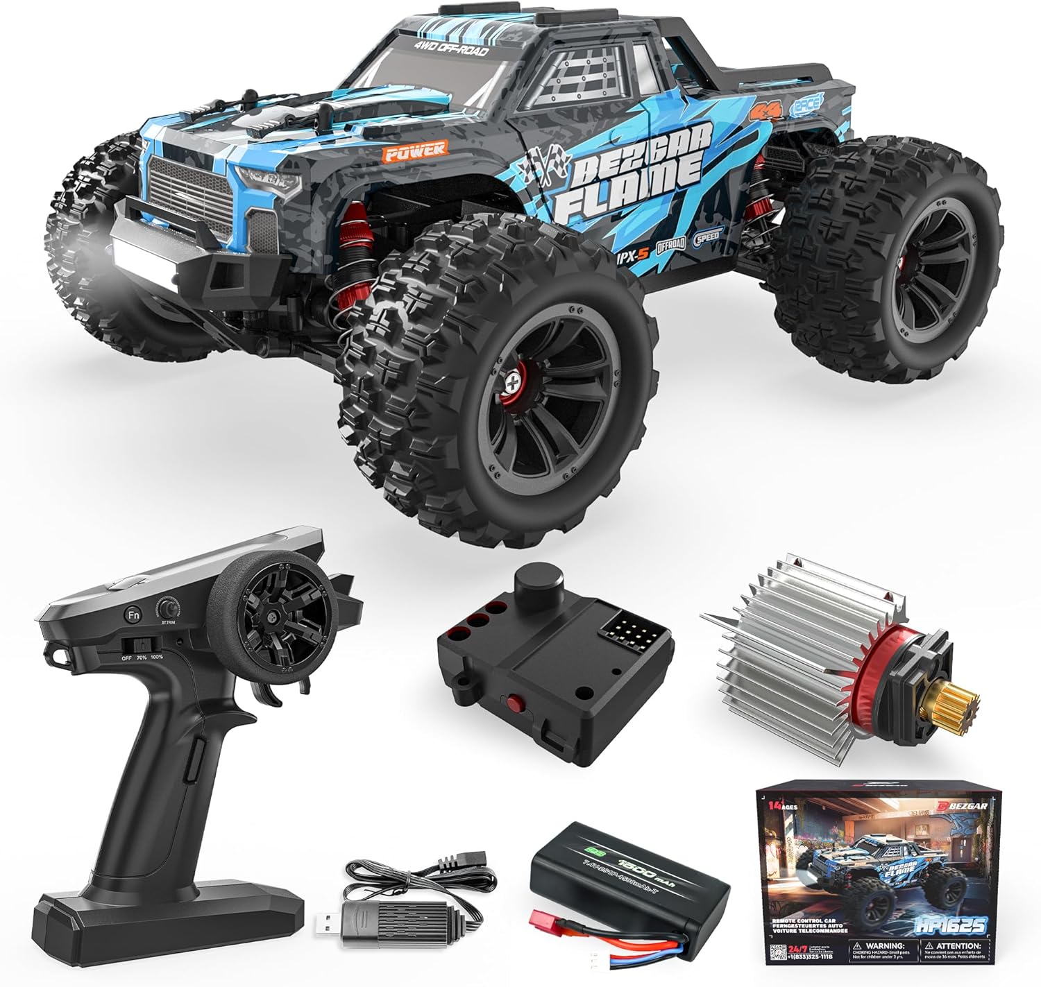 BEZGAR HP162S Remote Control Car - 1:16 Scale Brushless Fast RC Cars ...