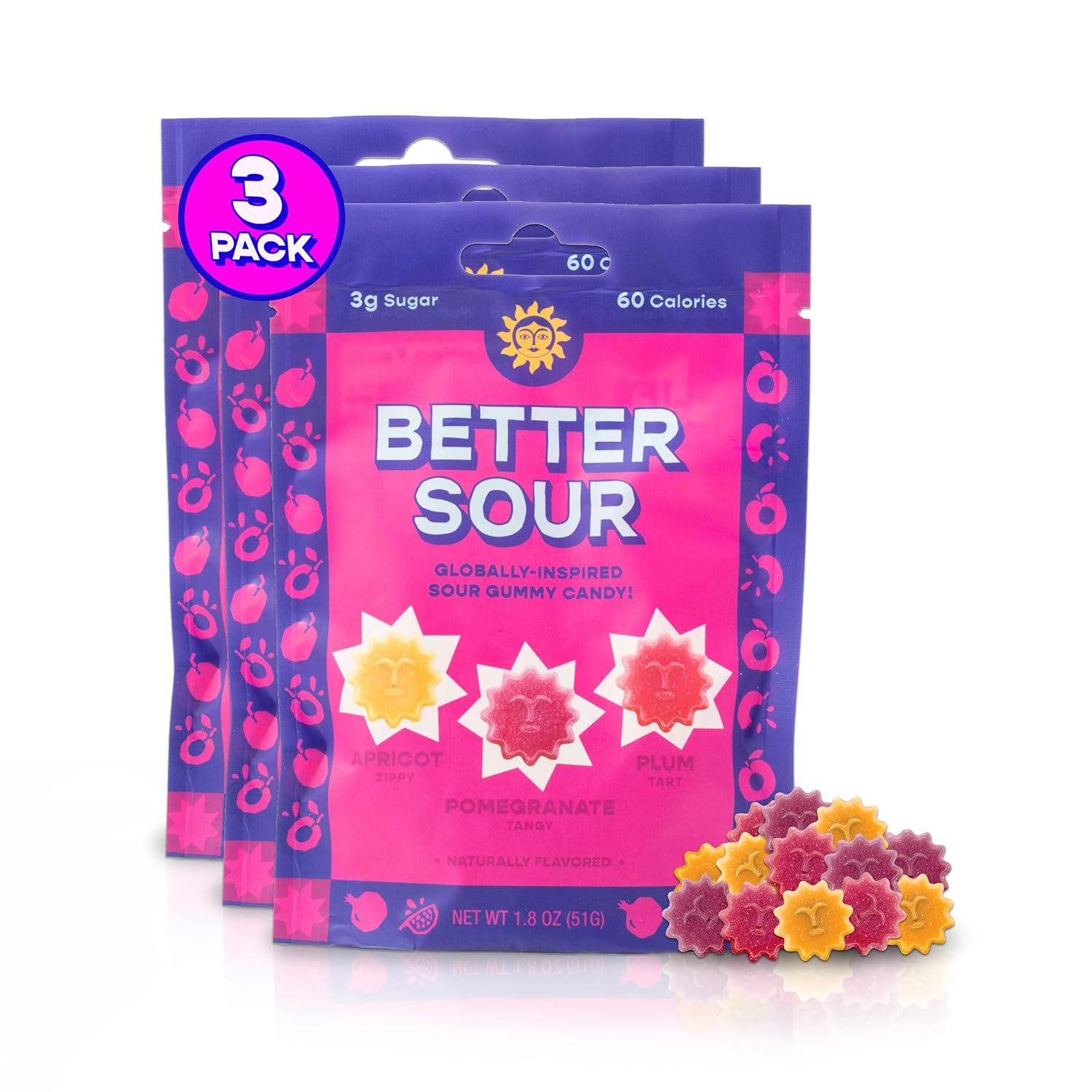 Amazon.com : Better Sour Gummies - Apricot, Pomegranate, Plum ...