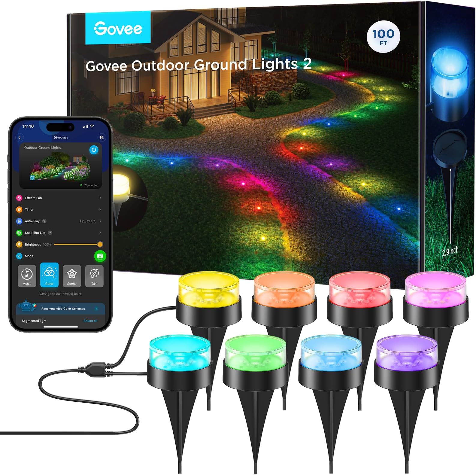 Govee Outdoor Ground Lights 2, 100ft Outdoor Lights for Christmas, 30 ...