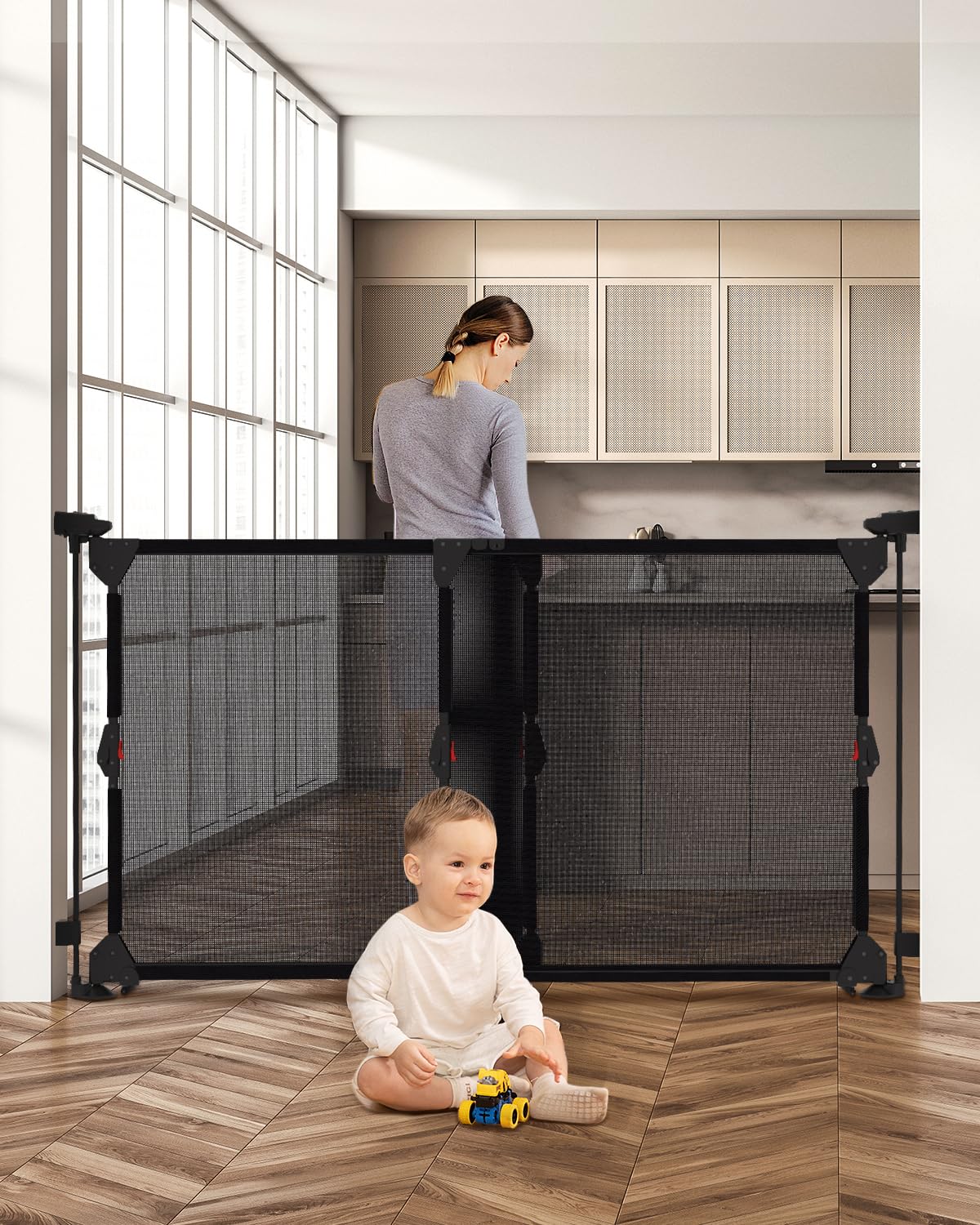 Amazon.com: dearlomum 32-55" Baby Gate Retractable Gates for Stairs ...