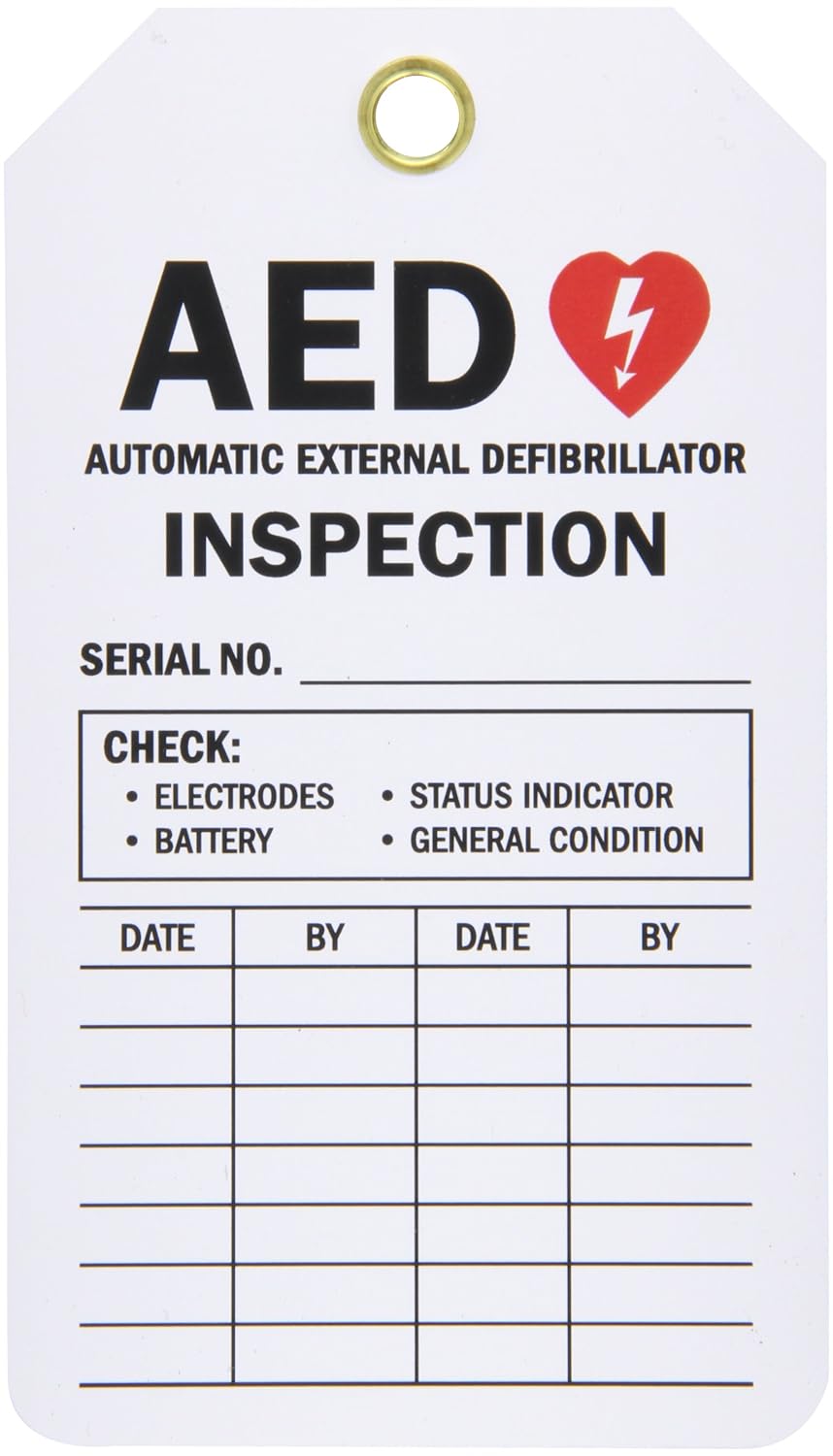 SmartSign 2 Sided Automatic External Defibrillator Inspection Tag | 3. ...