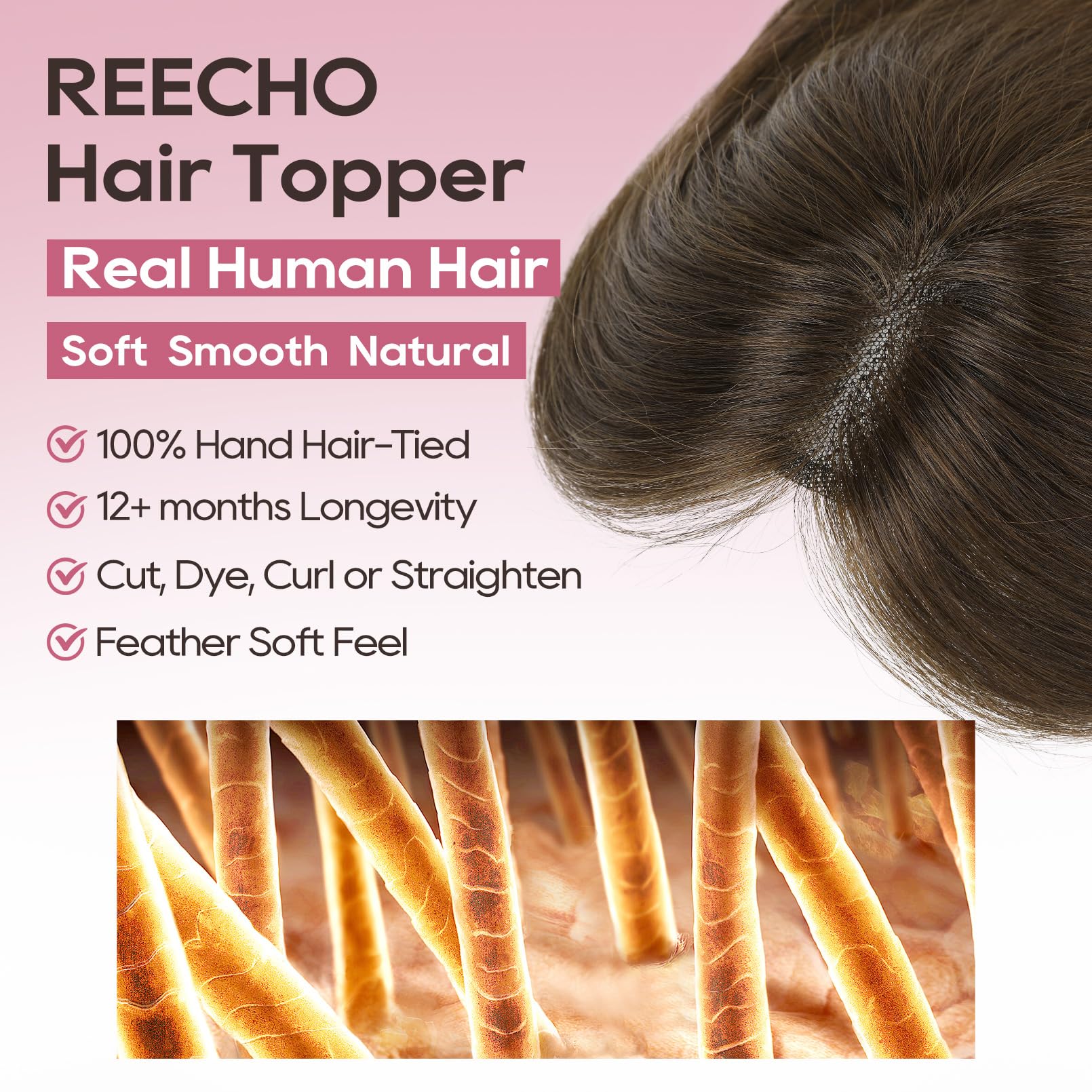 Snapklik.com : Human Hair Topper, 10 Inch Hair Toppers For Women Real ...