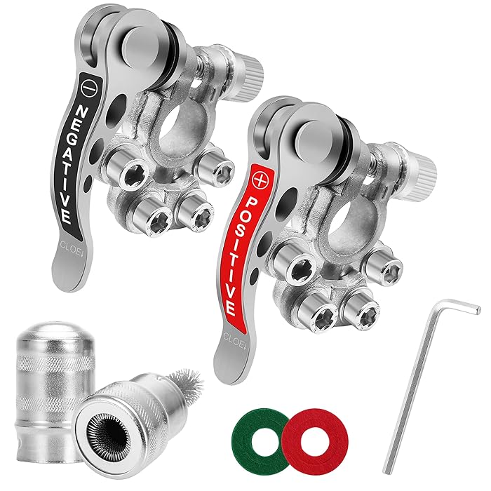 Buy Car Battery Terminal Connectors, 2Pcs 4 Way Battery Clamp Terminals ...