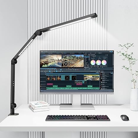 Eppiebasic Desk Lamp LED Clampable, 12 W Double Light Source Dimmable ...