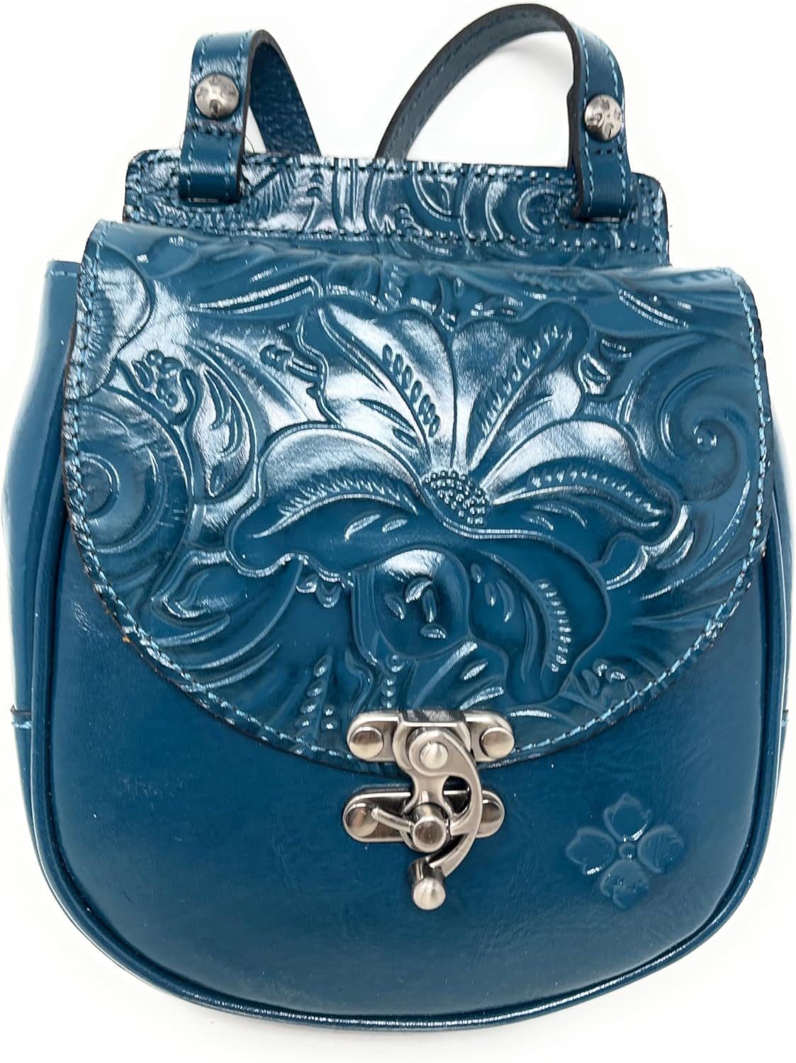 Patricia Nash Tooled Leather Rocca Saddle Crossbody Bag, Blue Coral ...
