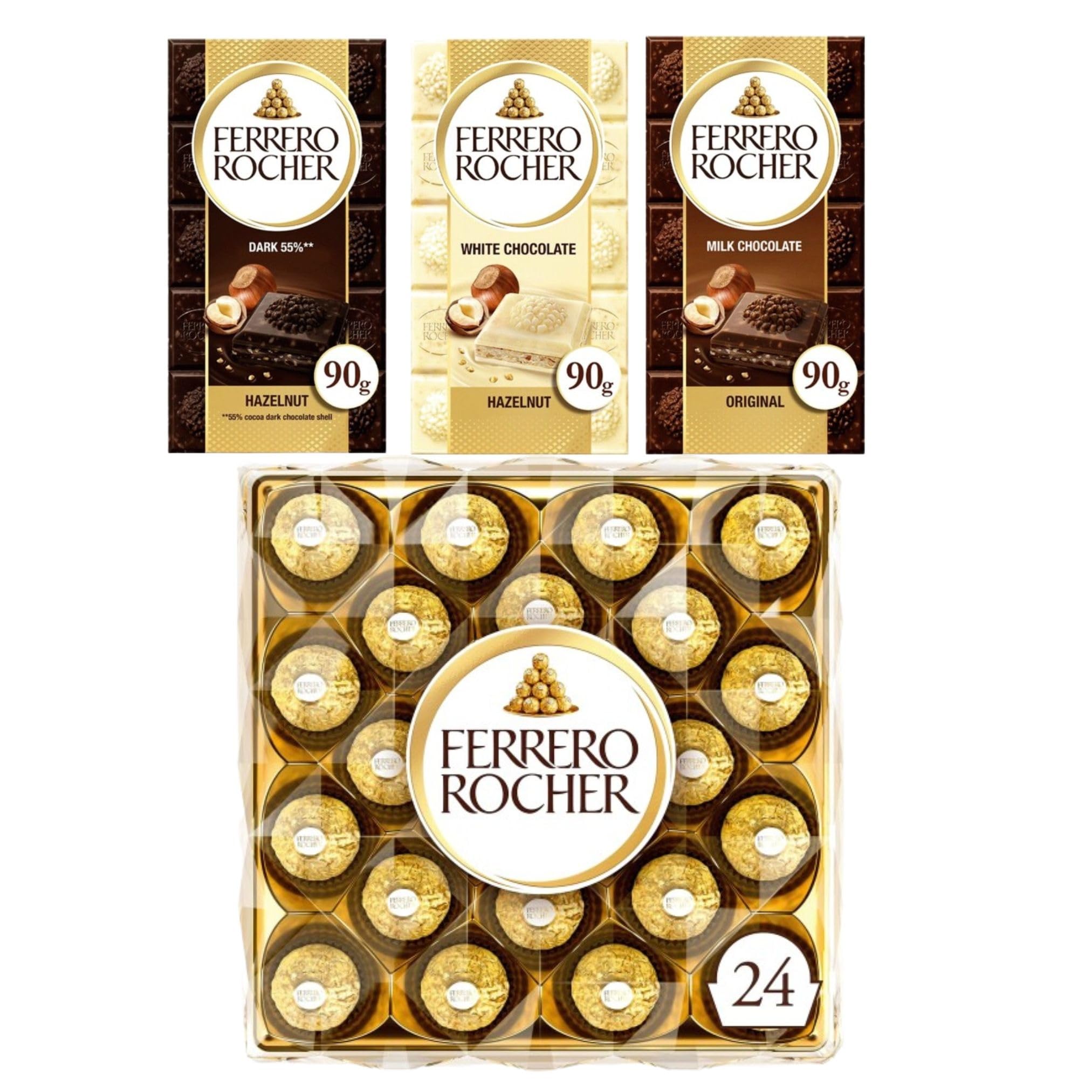 Ferrero Rocher Chocolate Gift Set Box of Chocolate, 24 Pack Box, Milk ...
