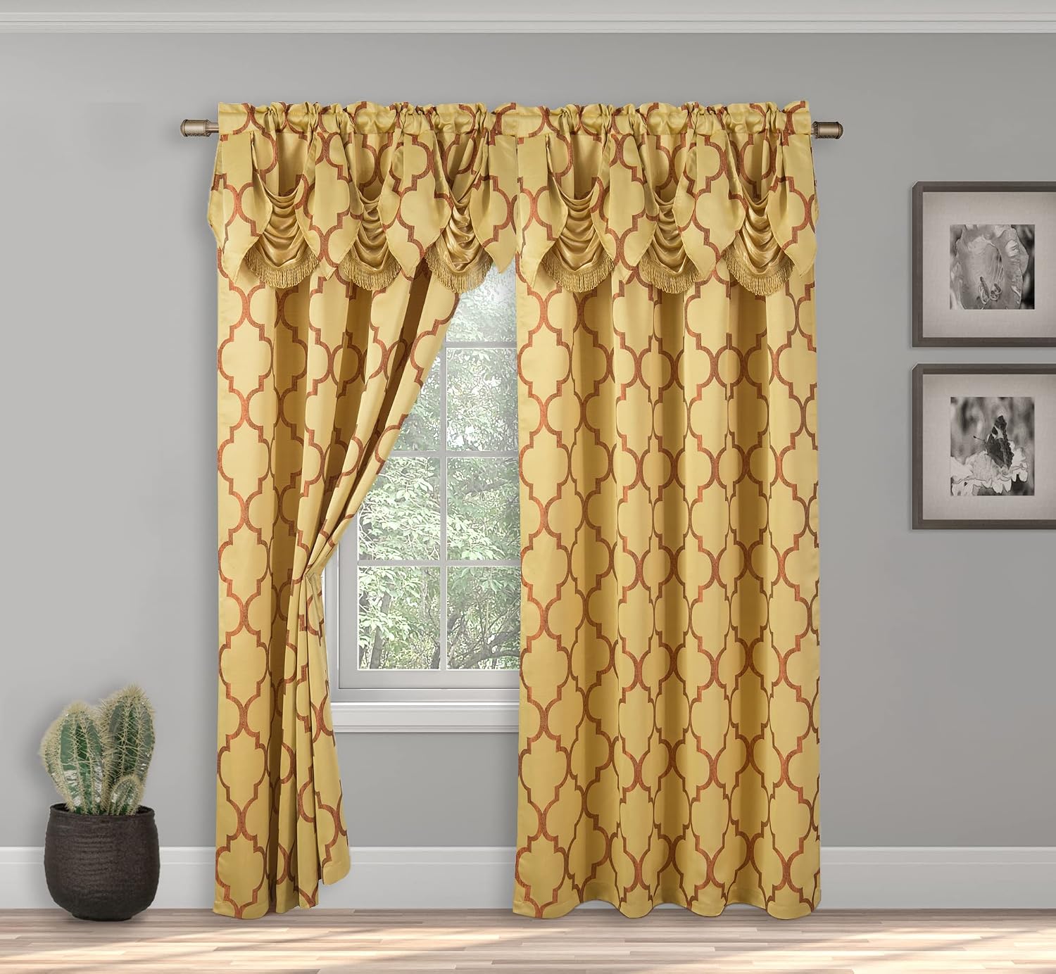 Amazon.com: Elegant Comfort Jacquard Look Curtain Panel Set with ...
