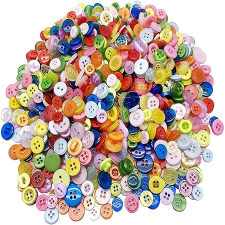 1000 Pcs Resin Buttons, 2 and 4 Holes Assorted Sizes Round Craft ...