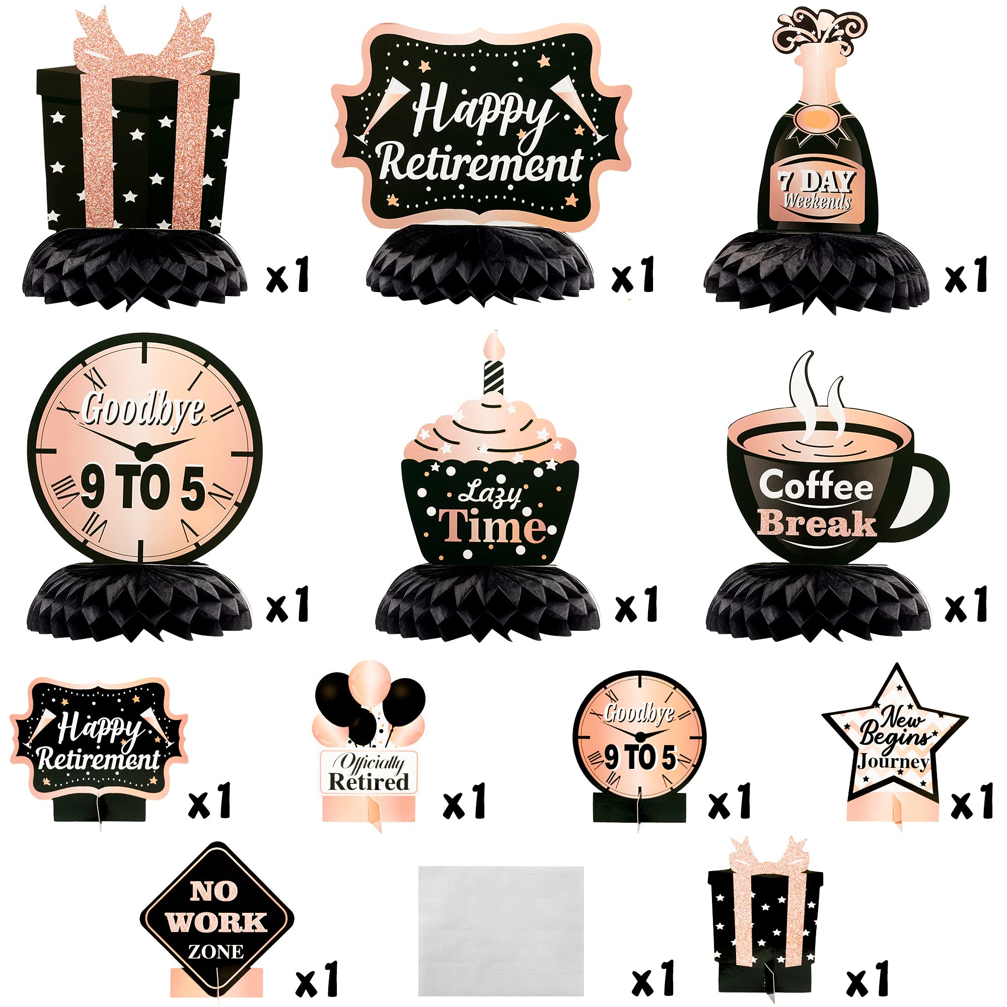 Buy MALLMALL6 12Pcs Rose Gold Retirement Party Honeycomb Centerpieces ...