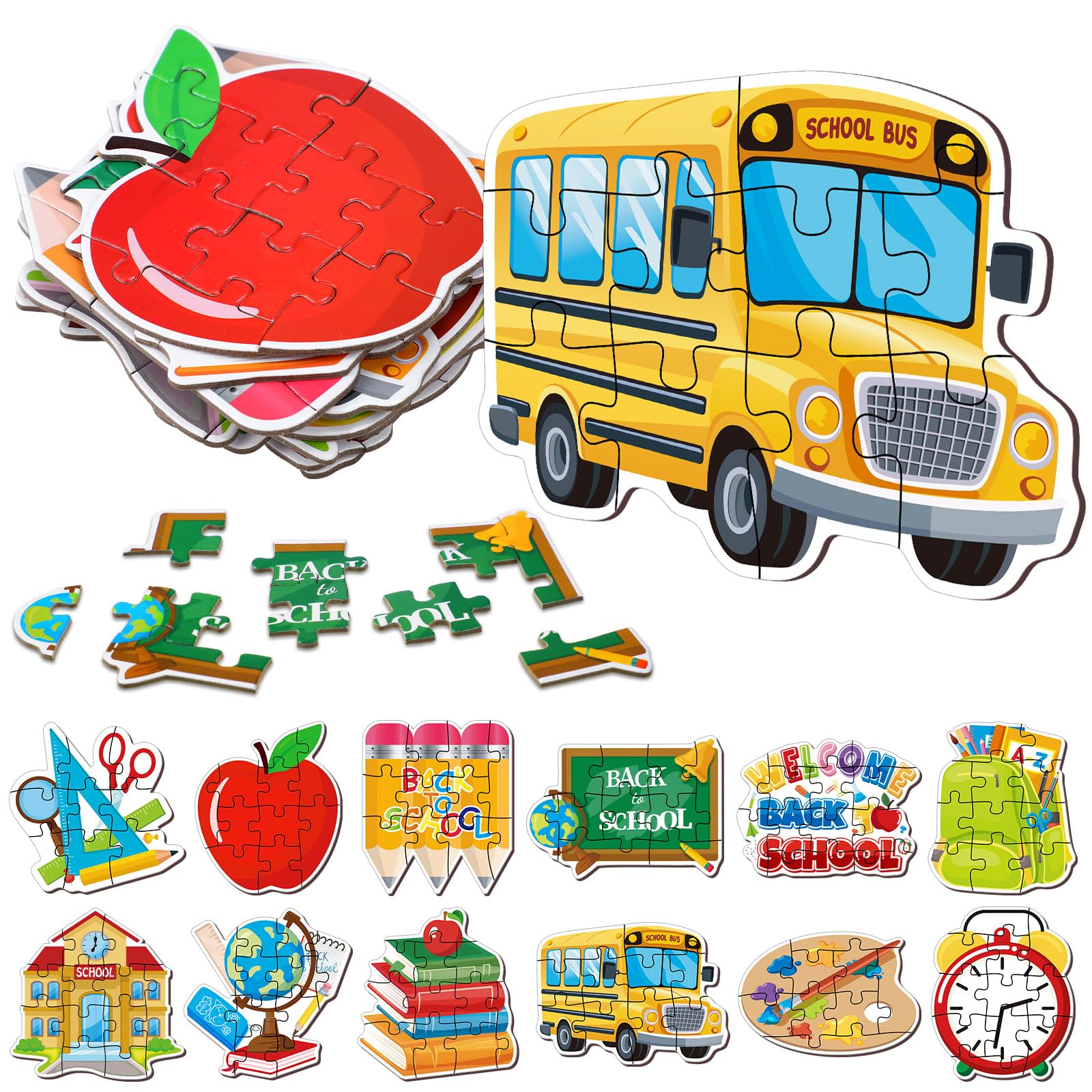 Snapklik.com : 24 Pack Back To School Puzzles For Kids Paper Jigsaw ...
