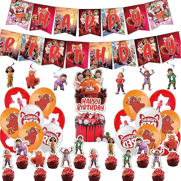 Buy Turning Red Movie Party Supplies, Turning Red Panda Themed Birthday ...