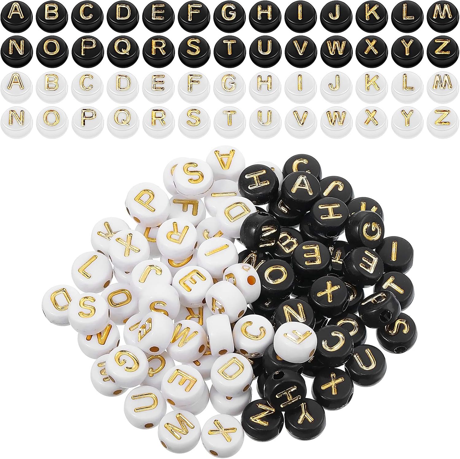 Amazon.com: 1000 Piece Round Acrylic Alphabet Letter Beads - Flat Round ...