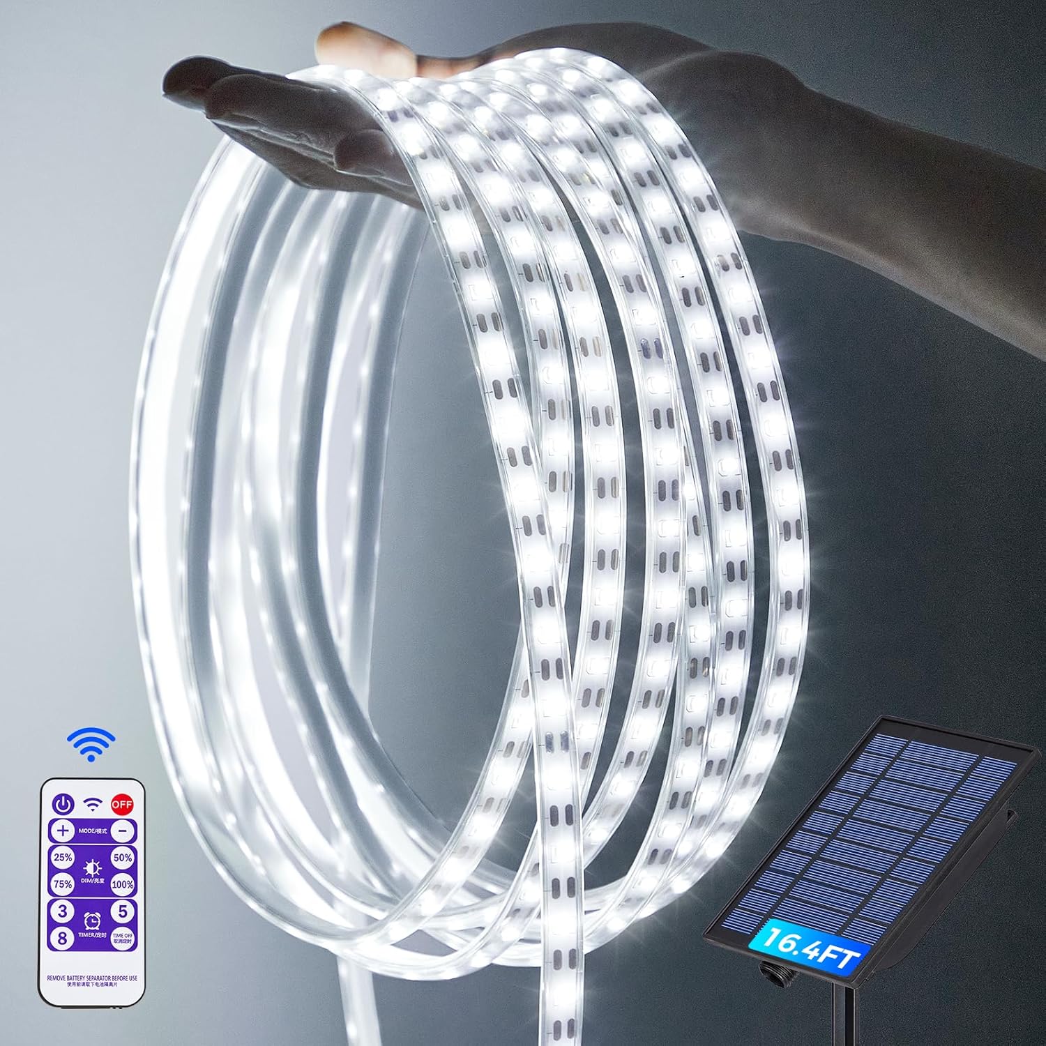 LIFENGSOLER 118led Clip on Motion Sensor Lights,16.4ft Solar LED Strip ...