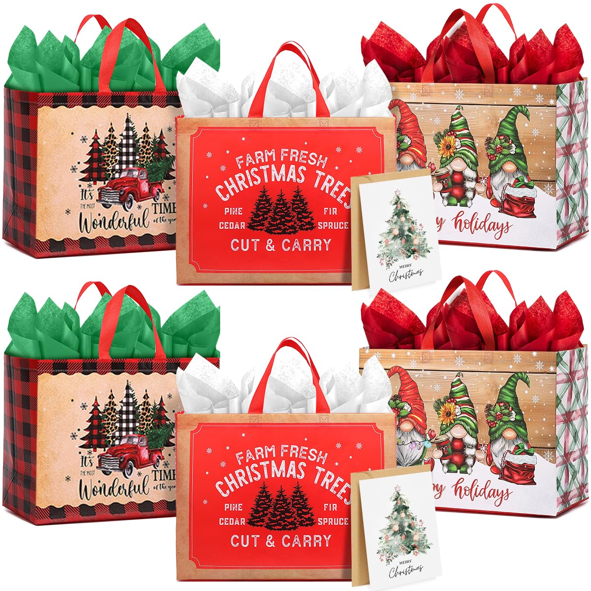 Amazon.com: YOPPIX 6 Pack Large Christmas Gift Bag, Christmas Gift ...