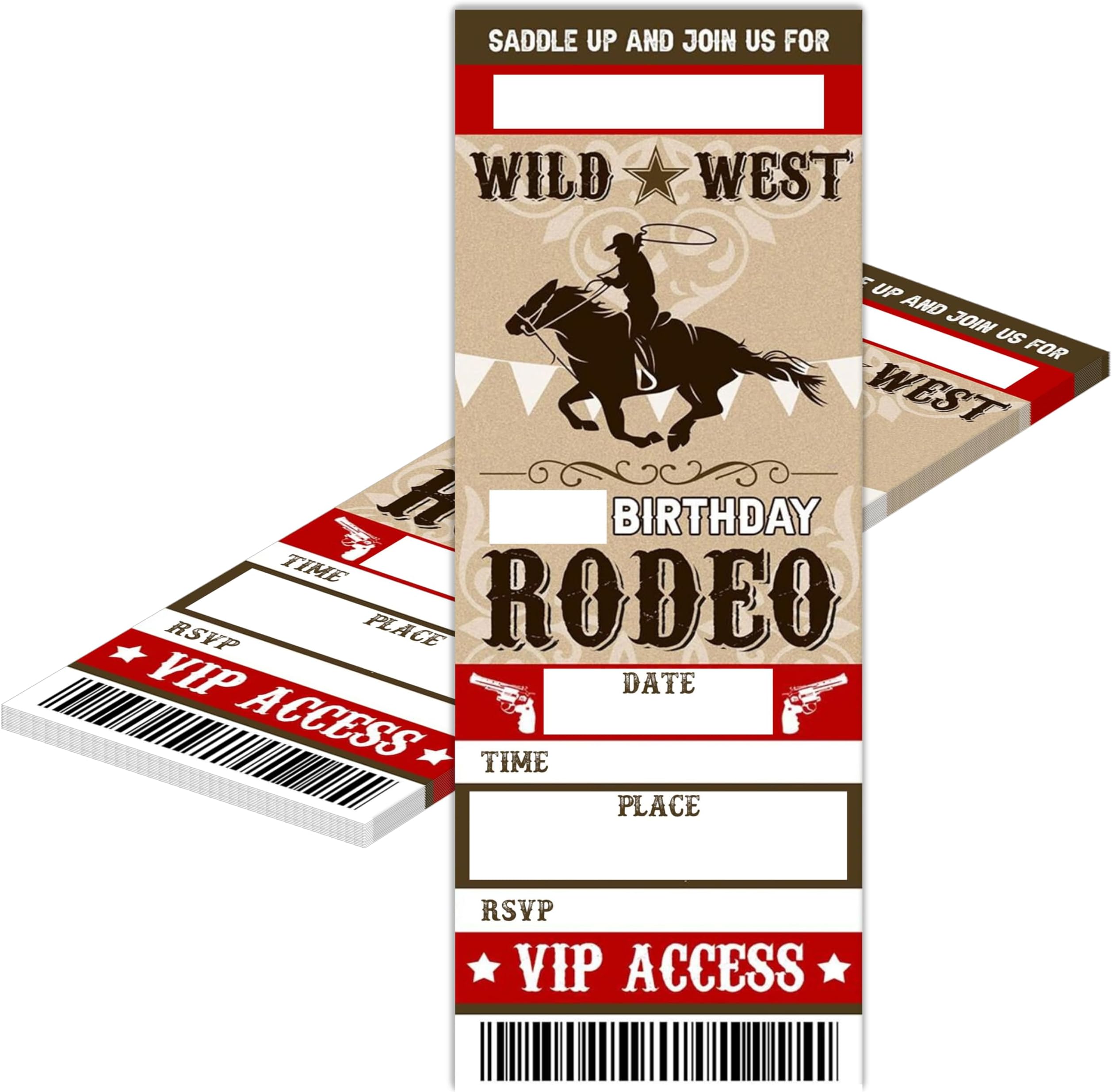 Amazon.com : heiyihe Retro Birthday Cards-Wild West Rodeo Ticket Invite ...