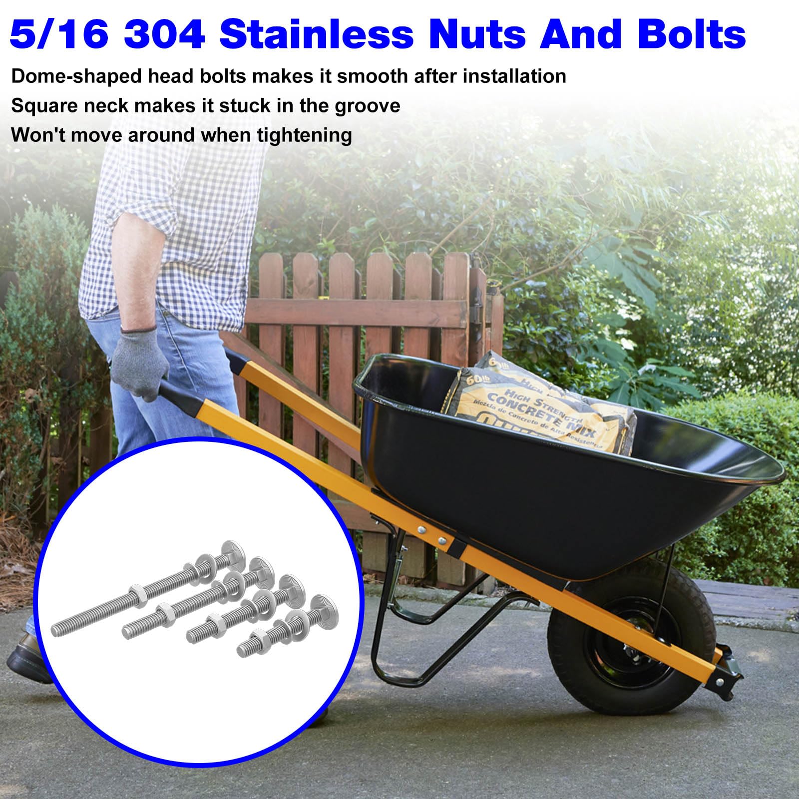 Snapklik.com : Wheelbarrow Bolt Nut Kit Replacement Wheelbarrow Handle ...