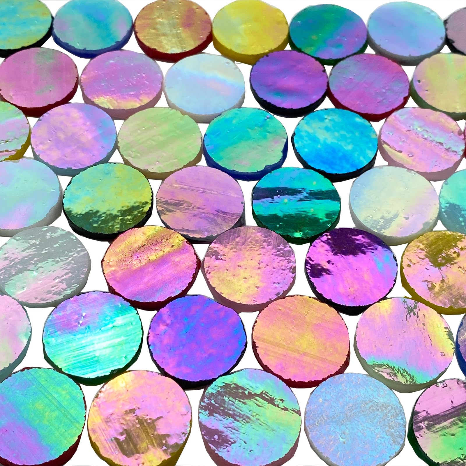 Amazon.com: ILLUCKAI 3/4" Iridescent Round Glass Mosaic Tiles for ...