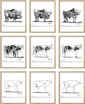 Amazon.com: SIGNWIN Poster Set Pablo Picasso Geometric Bull Drawings ...