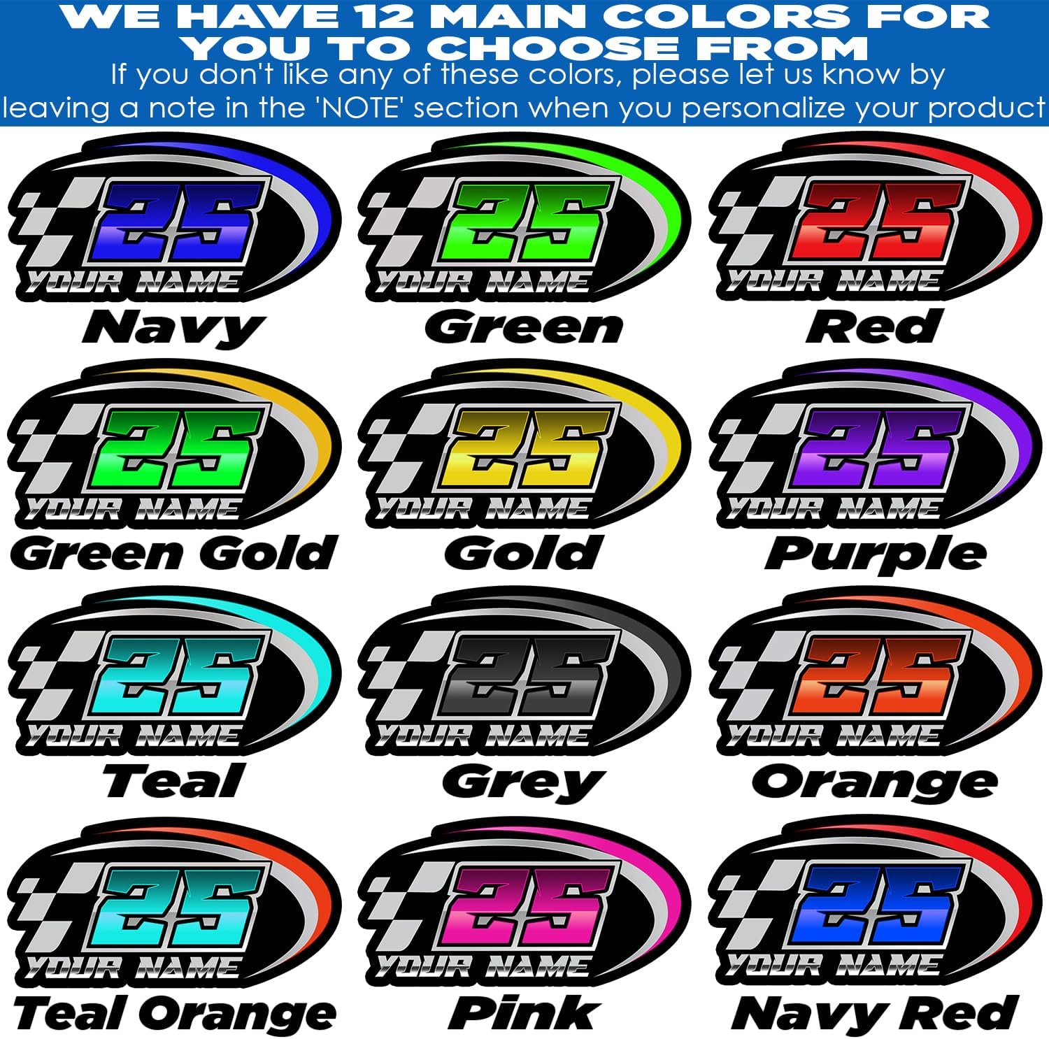 Amazon.com: Personalized Custom Racing Sticker Personalized Number with ...