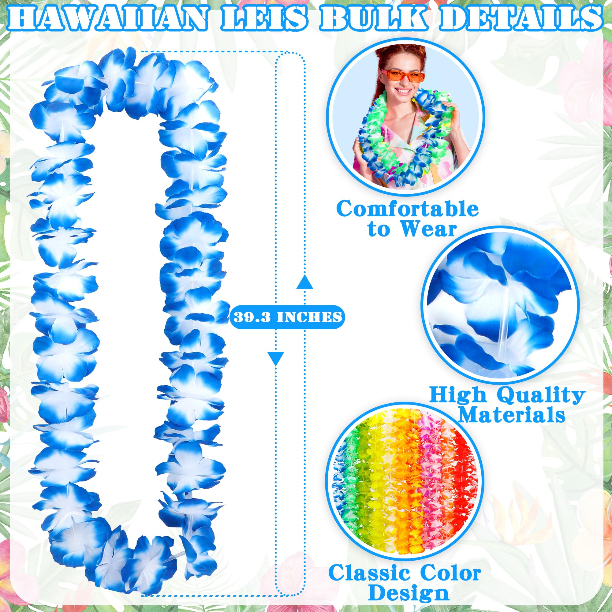 Snapklik.com : 12PCS Luau Leis Decorations, Colorful Hawaiian Leis Bulk ...