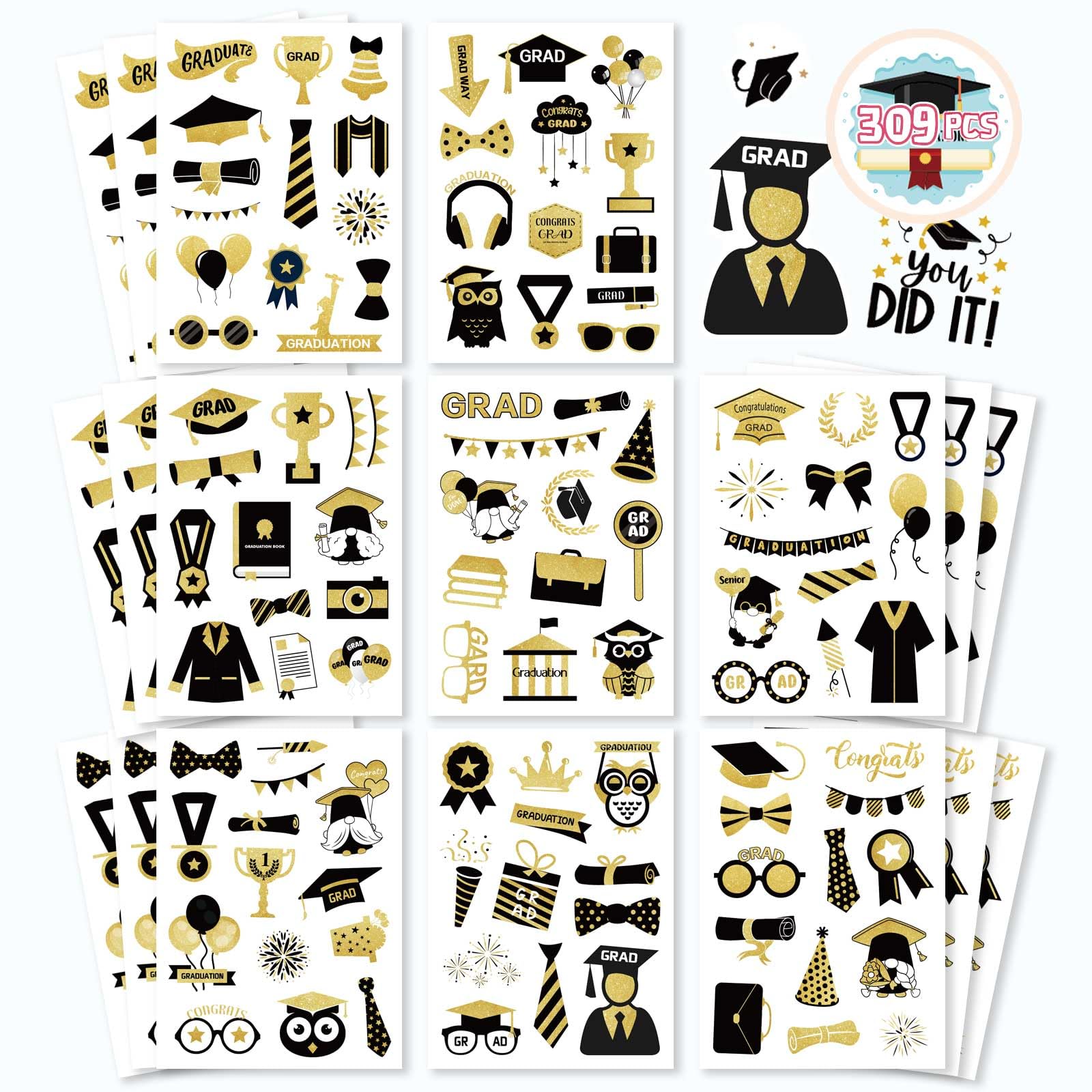 Amazon.com: 300PCS+ Graduation Stickers Graduation Cap Stickers ...