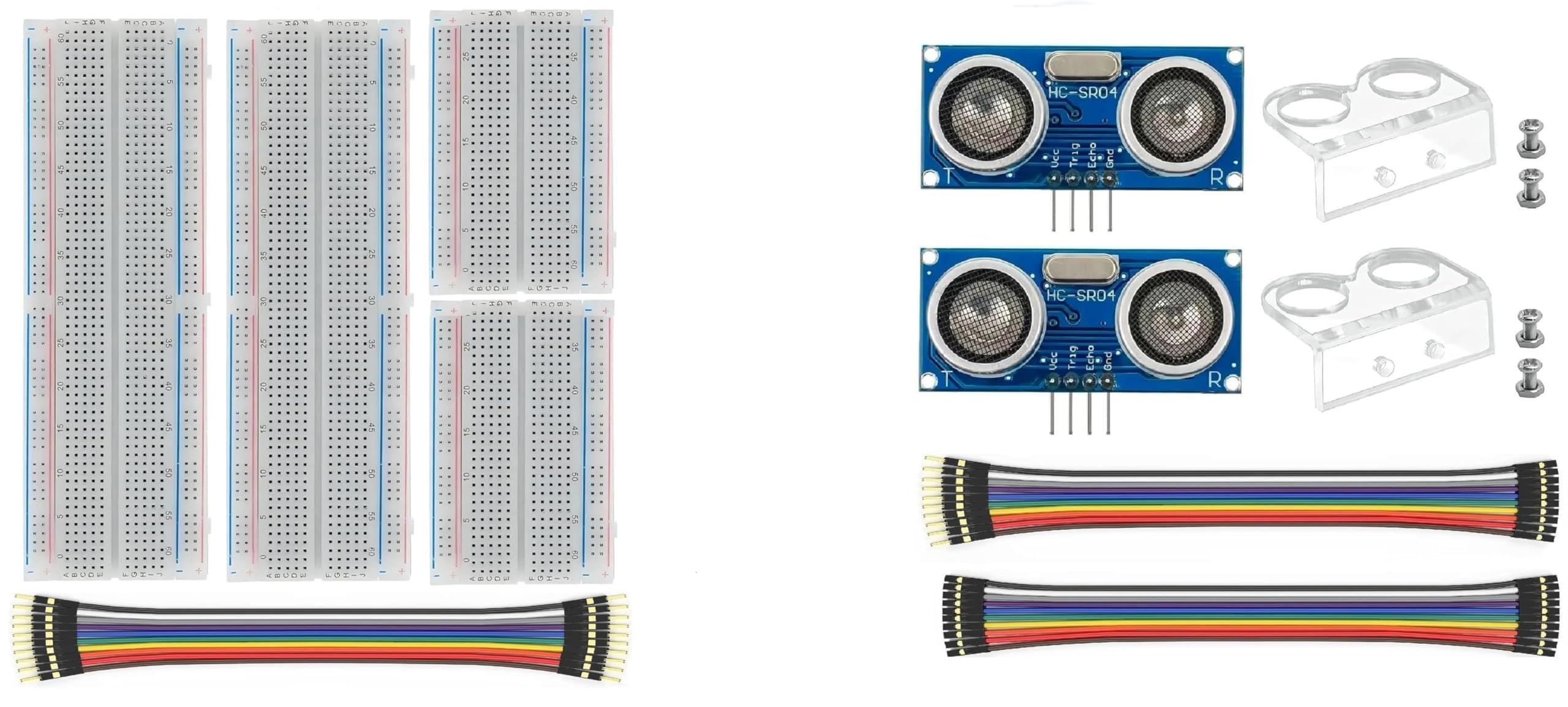 Amazon.com: 4Pcs Breadboard Kit + 2Pcs HC-SR04 Ultrasonic Sensor ...