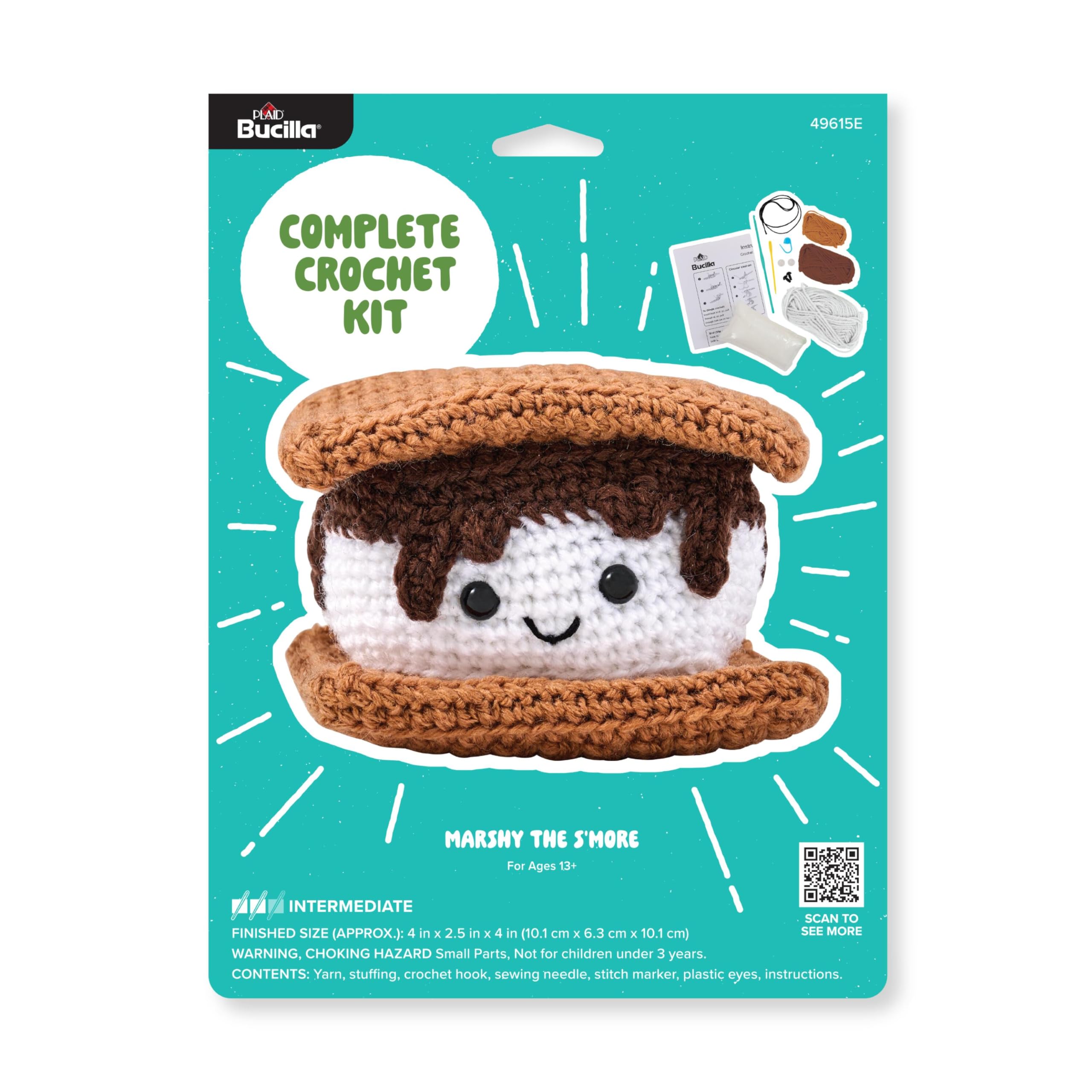 Amazon.com: Bucilla Complete Crochet Kit, Marshy The S'More, 5"