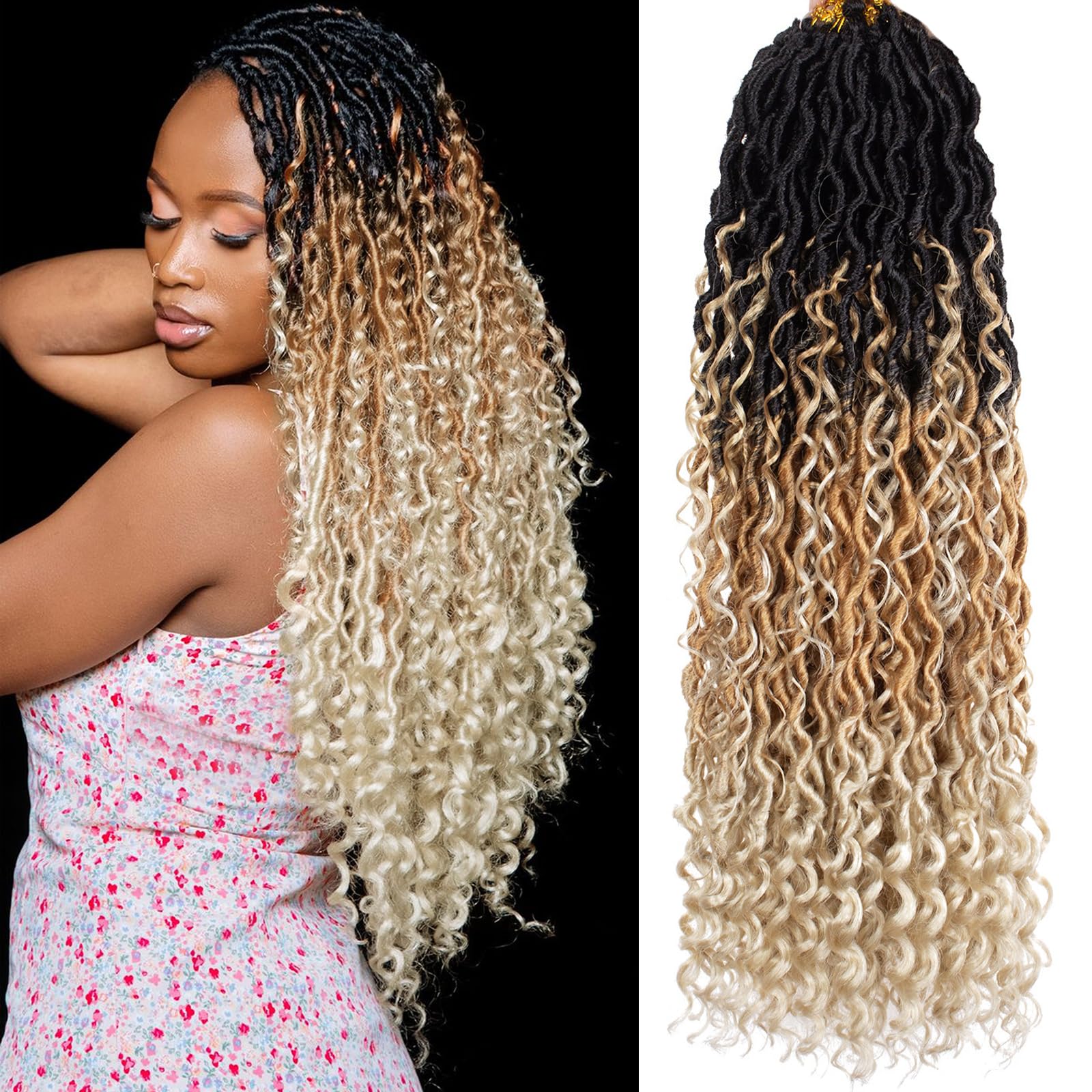 Snapklik.com : COOKOO 8 Packs 30 Inch Goddess Locs Crochet Hair For ...
