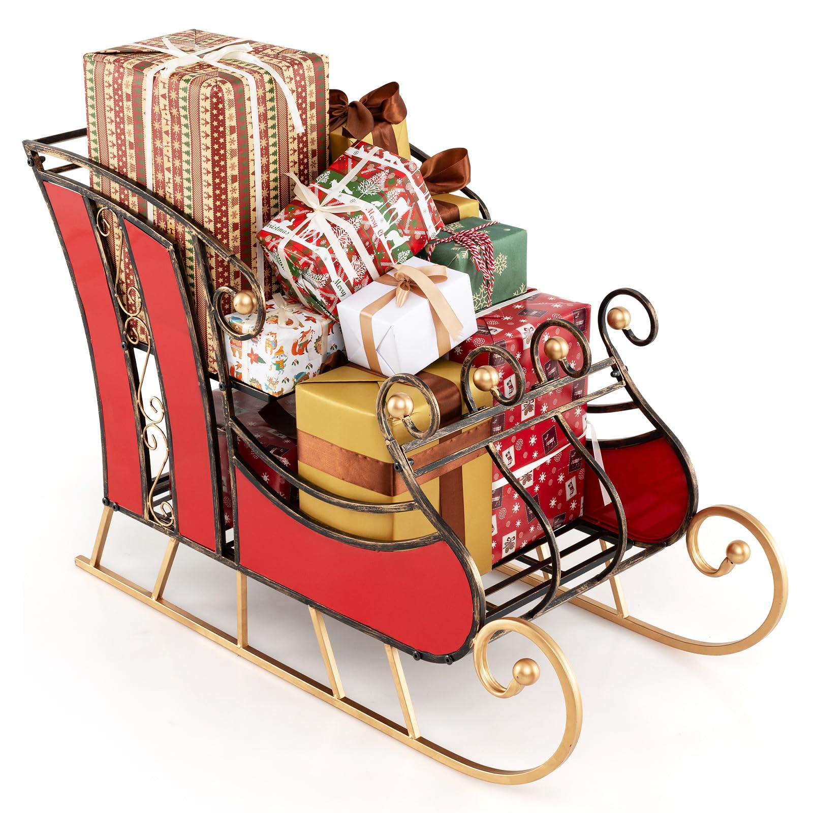 Amazon.com: Tangkula Metal Christmas Santa Sleigh Basket, Xmas Festival ...