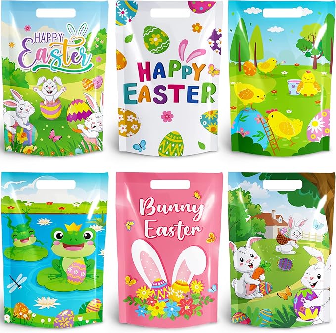 Amazon.com: TaoBary 72 Pieces Easter Gift Bags Plastic Large Easter ...