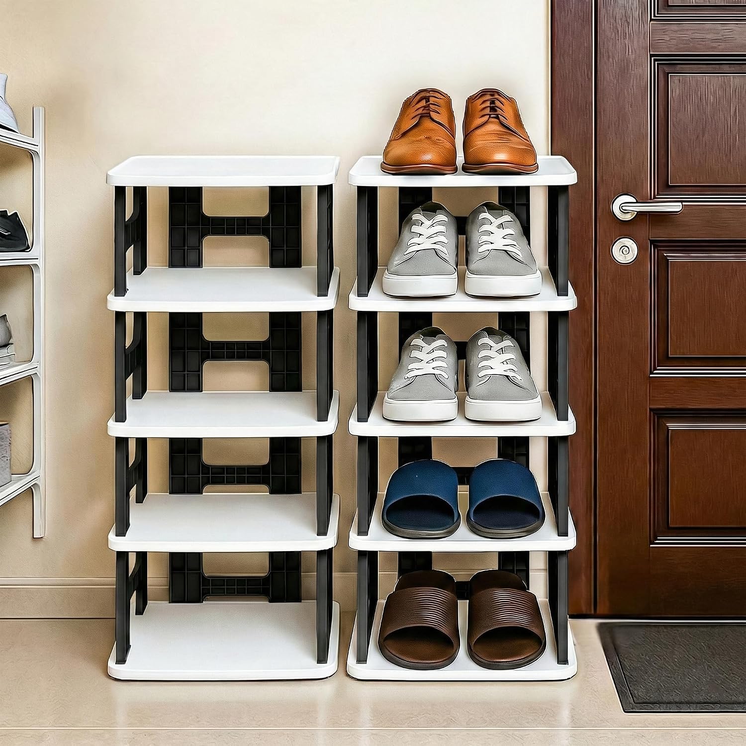 VERAT 5 Tier Shoes Rack/Foldable Shoe Rack/Adjustable Shoe Organizers ...
