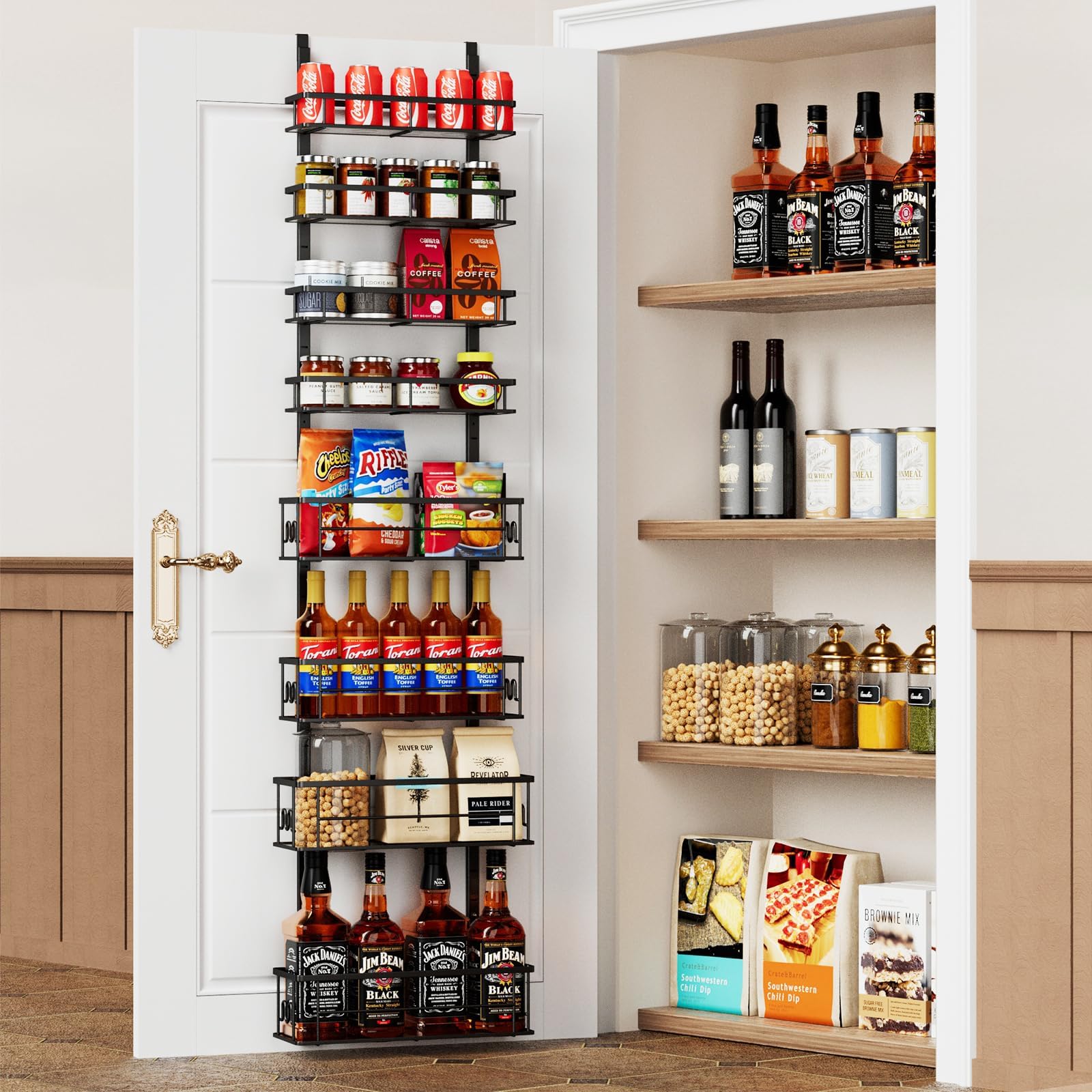 Amazon.com: 8 Tier Over the Door Pantry Organizer Rack, Hanging Spice ...