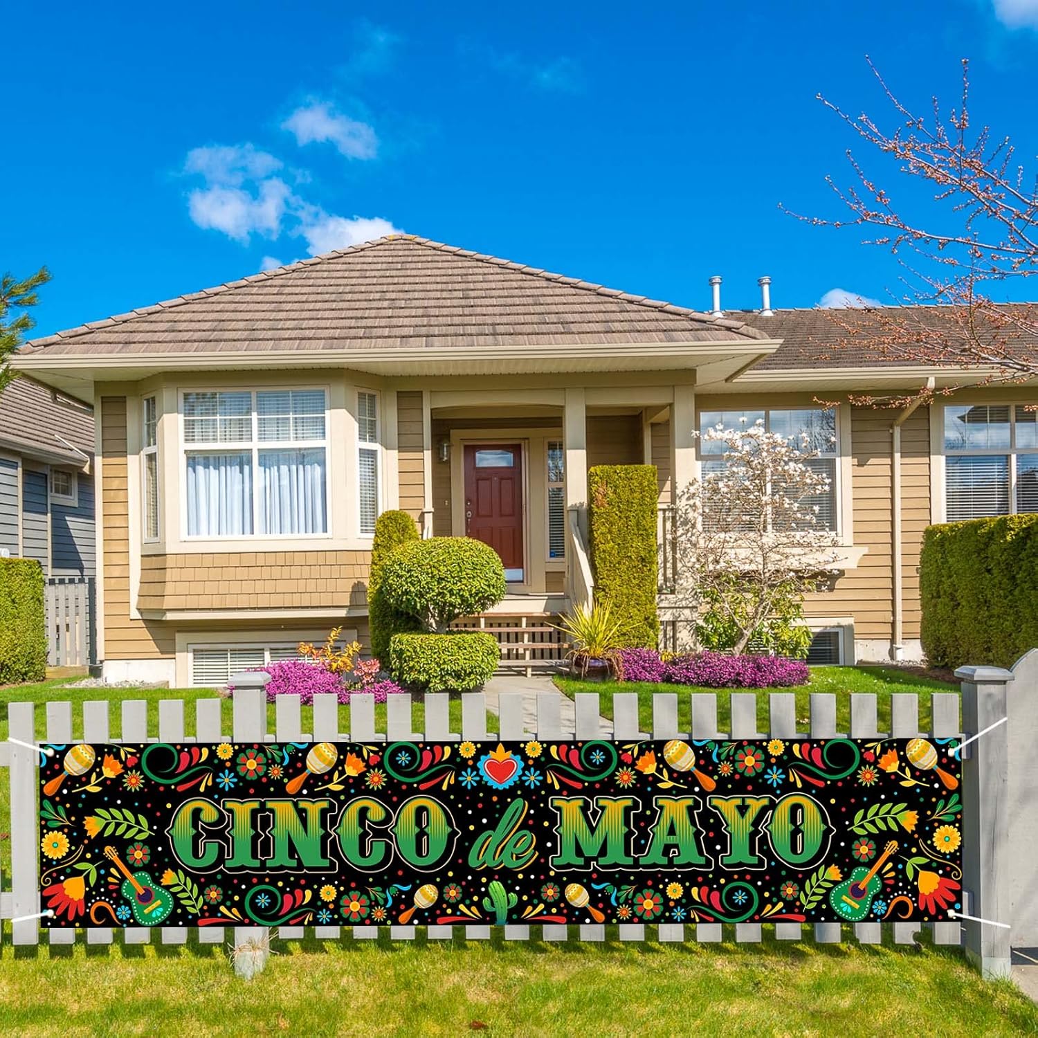 Amazon.com: FARMNALL Cinco De Mayo Banner for Fence Mexican Fiesta ...