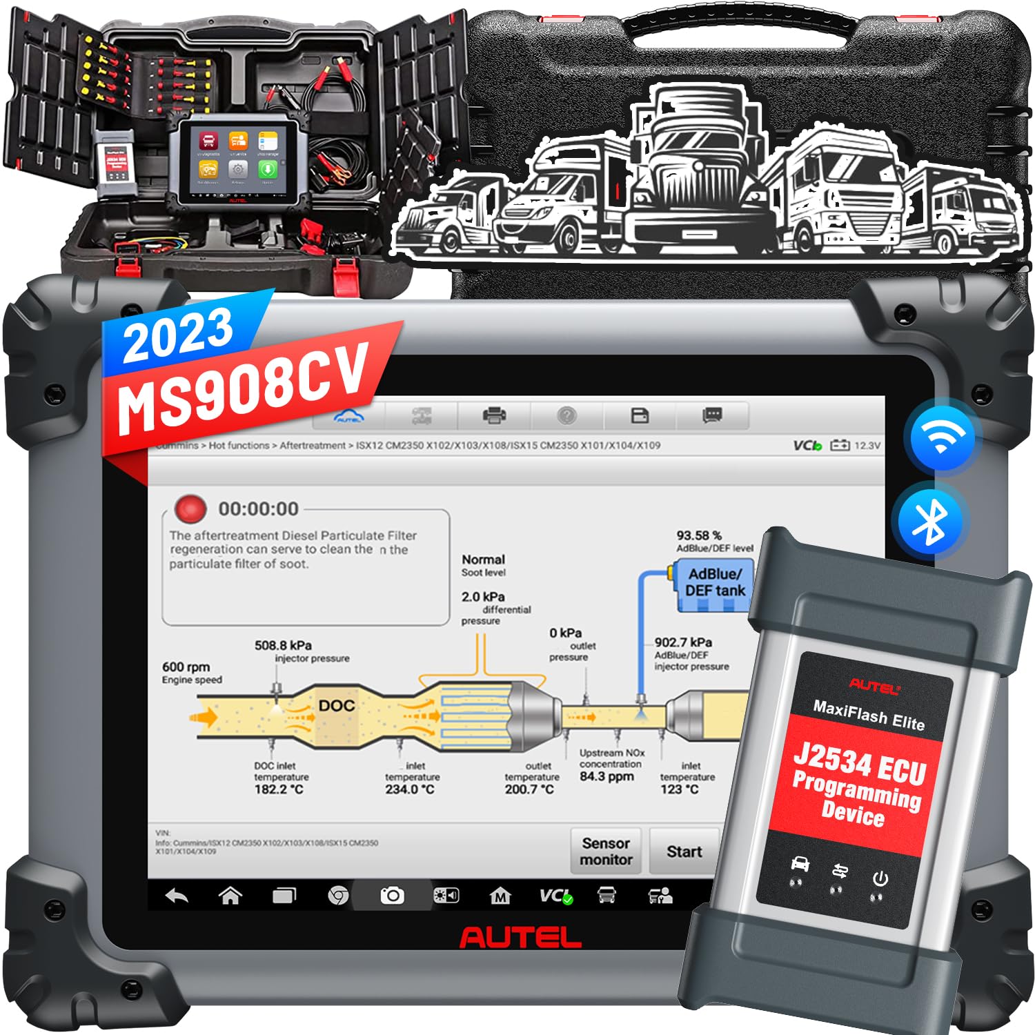 Buy Autel MaxiSys CV MS908CV, 2023 Heavy Duty Diagnostic Tool, Full ...