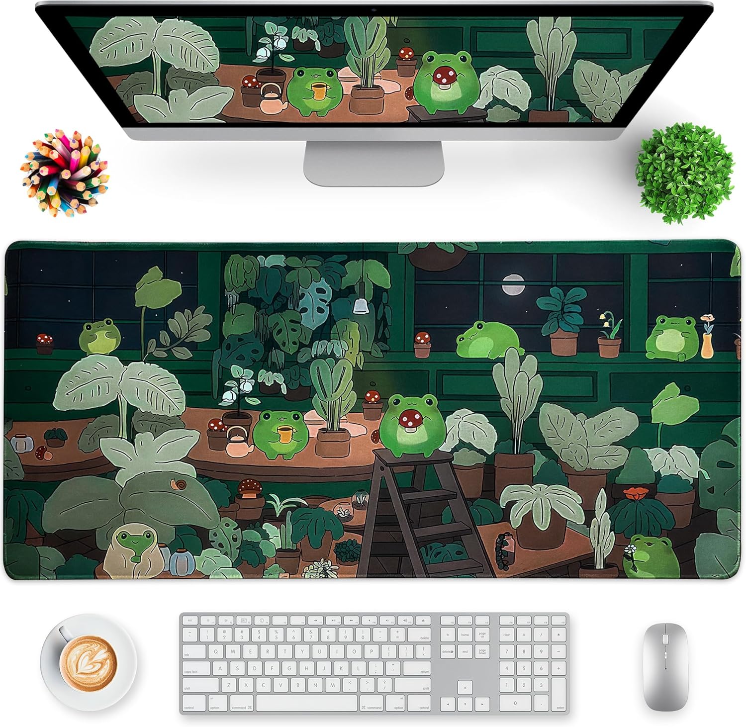 Green Mouse Pad, XXL Cute Anime Gaming Mouse Pad, 35x15.7x0.12 Inch ...